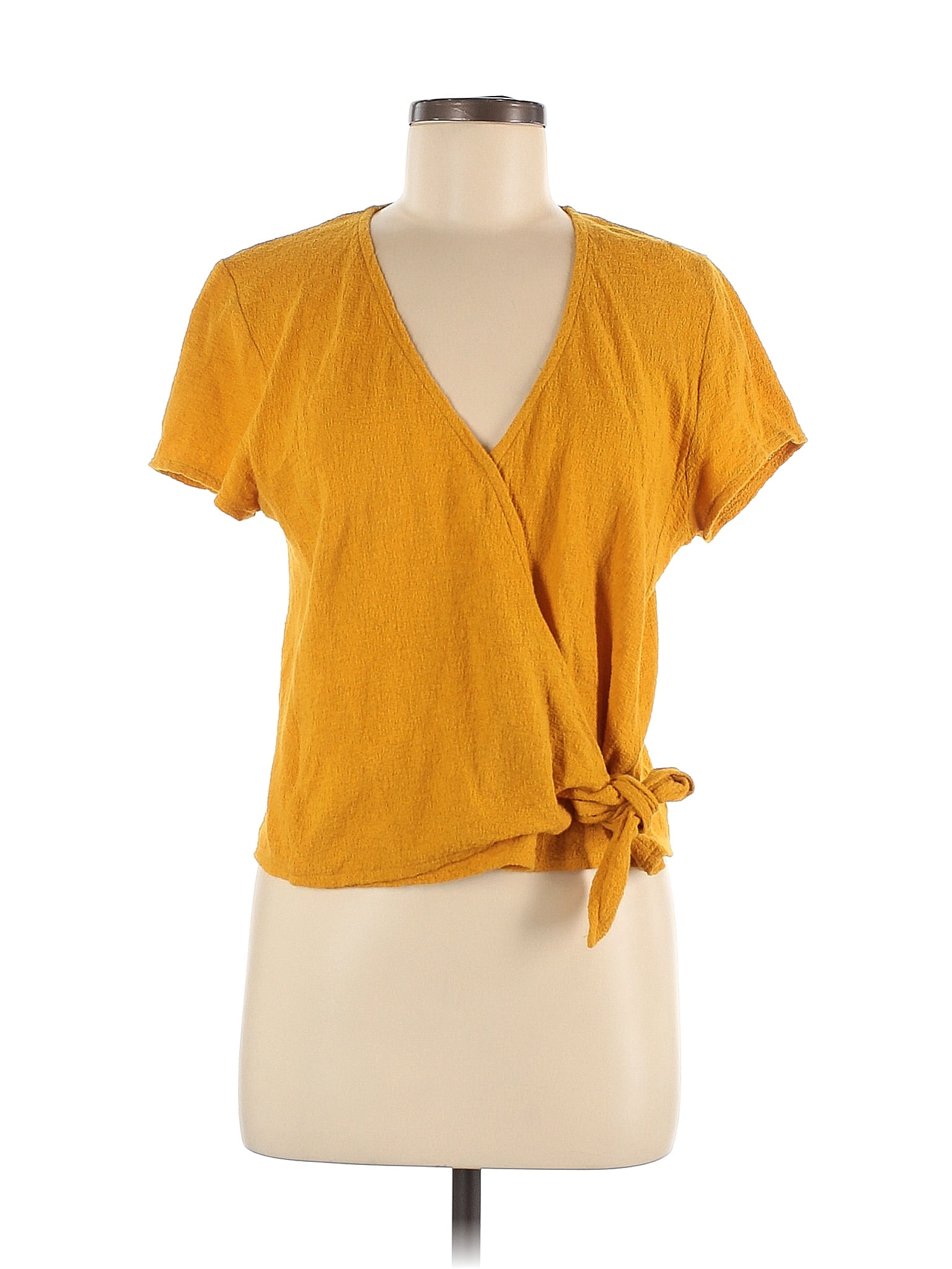 Texture And Thread Madewell 100 Cotton Yellow Short Sleeve Blouse Size M
