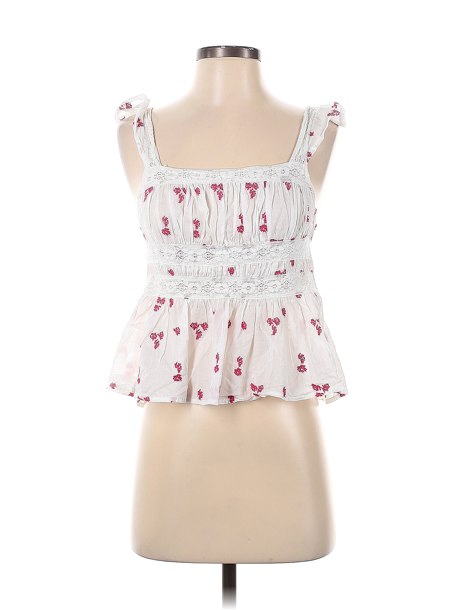 Free People 100% Cotton White Sleeveless Blouse Size S - 69% off | ThredUp