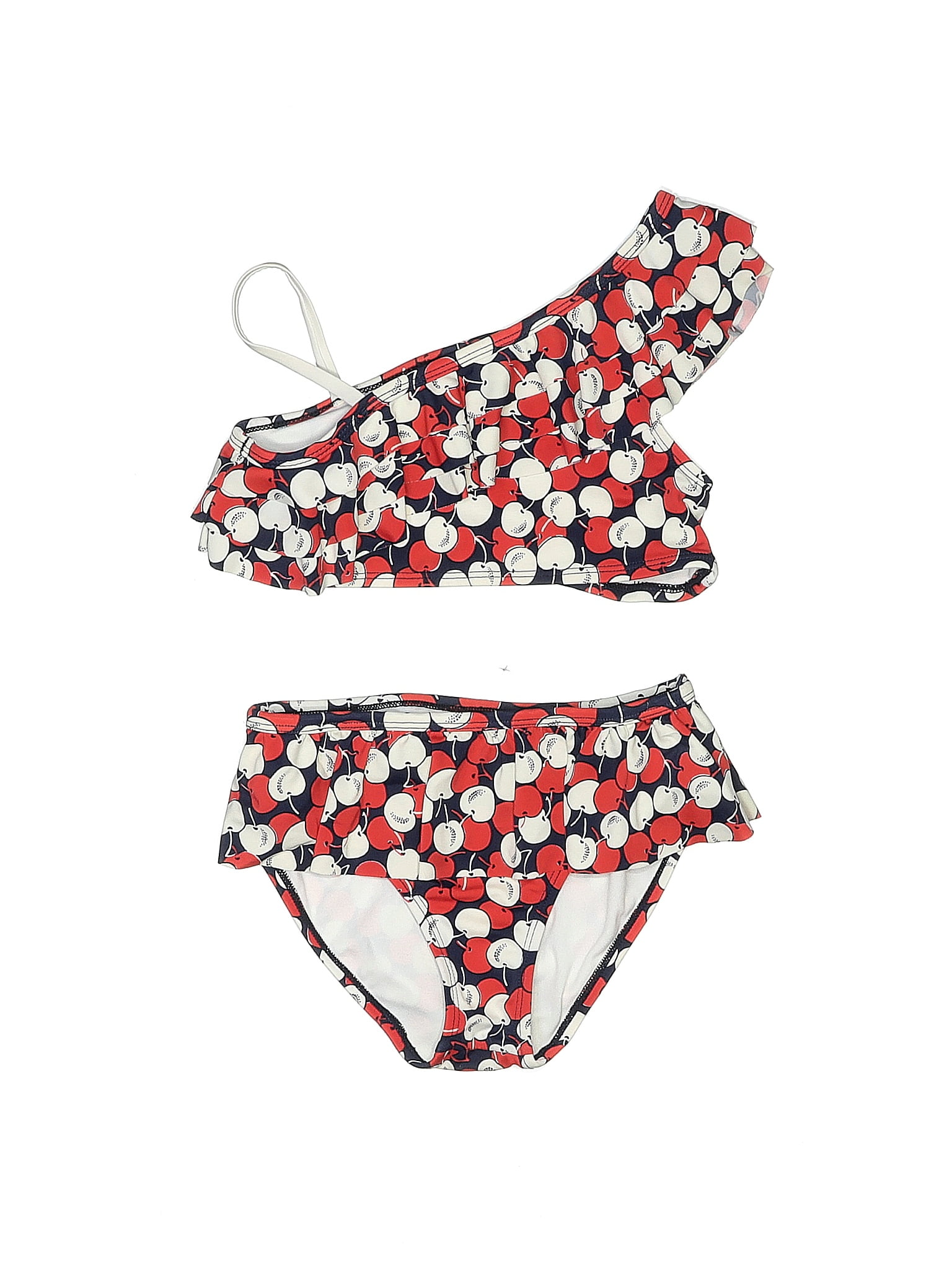 Janie And Jack Floral Motif Floral Hearts Red Two Piece Swimsuit Size 7