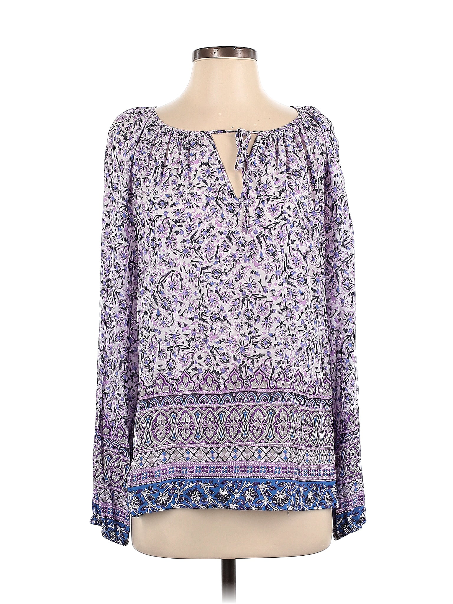 Lucky Brand 100 Rayon Purple Long Sleeve Blouse Size M 72 Off Thredup