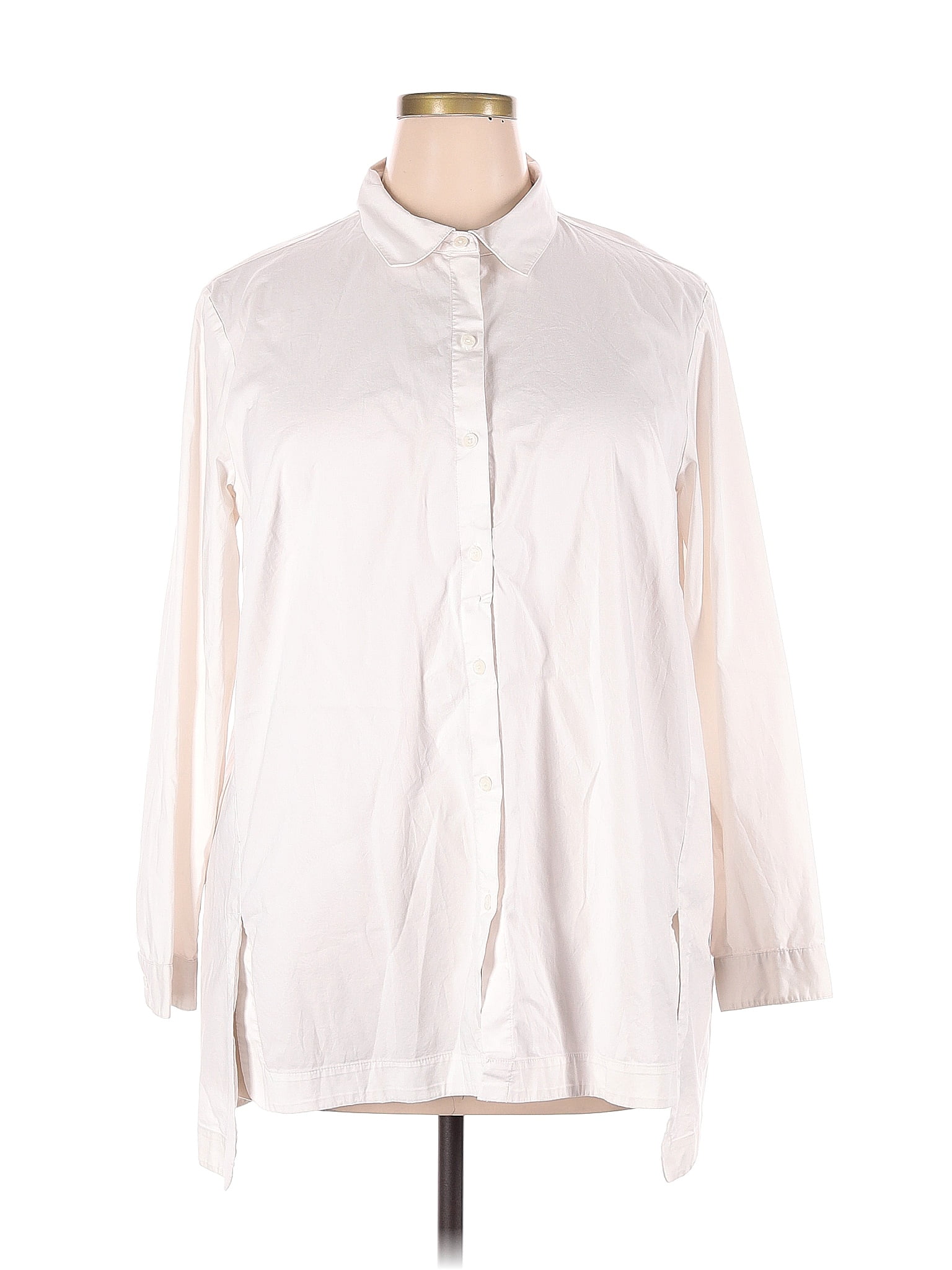 J.Jill White Long Sleeve Button-Down Shirt Size 2X (Plus) - 68% off | ThredUp