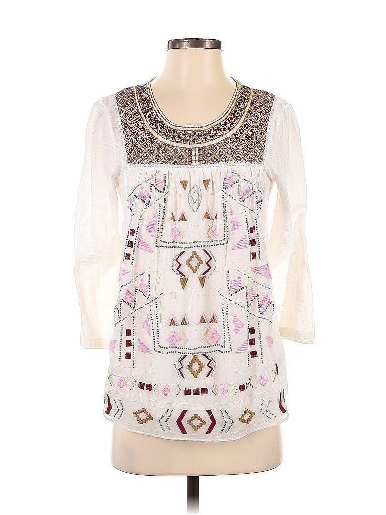 Akemi + Kin Aztec Or Tribal Print Ivory 3/4 Sleeve Blouse Size S - 75% ...
