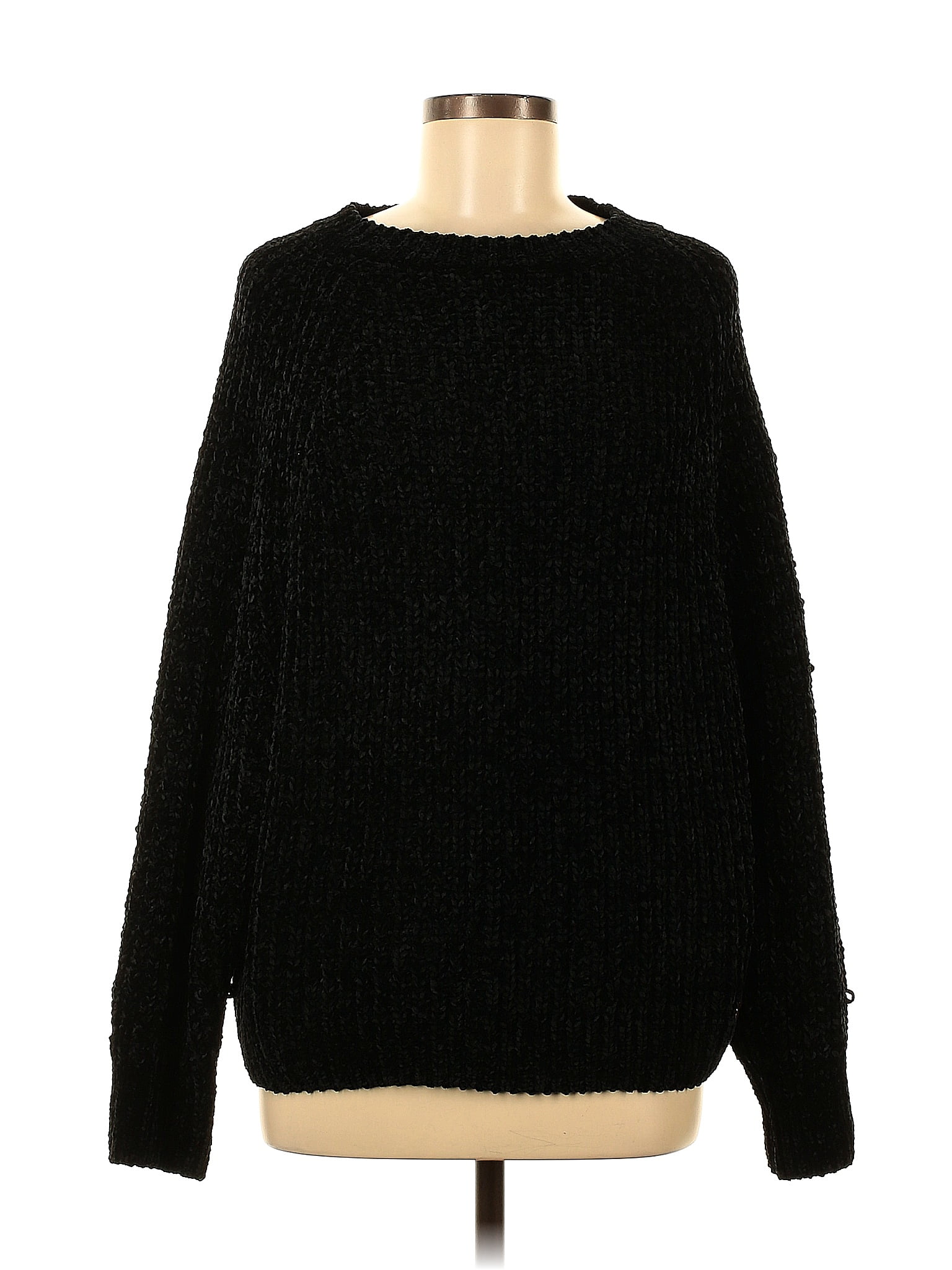 Sweaty Betty 100% Polyester Marled Solid Tweed Black Pullover Sweater ...