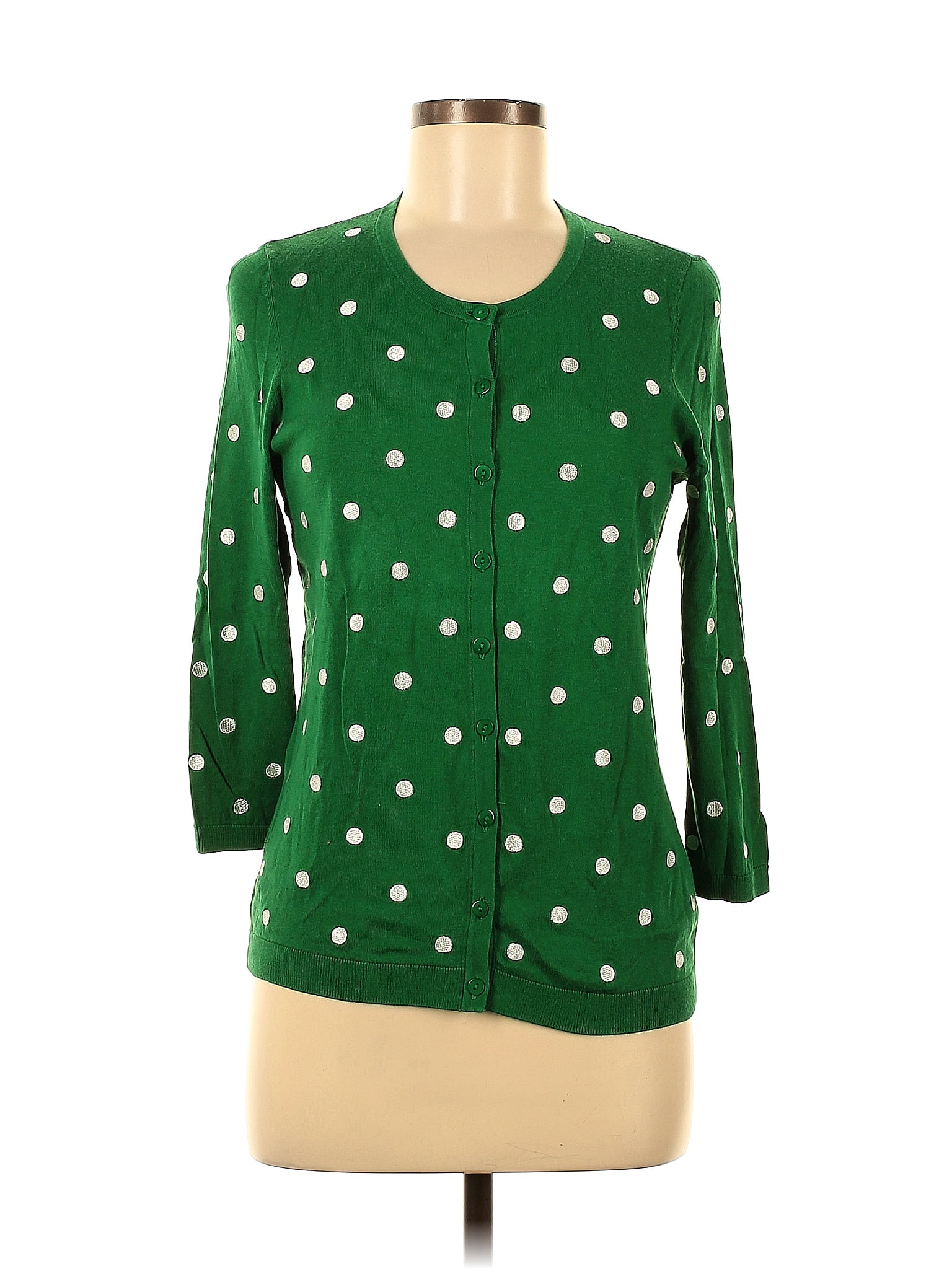 Talbots Polka Dots Green Cardigan Size M - 72% off | ThredUp