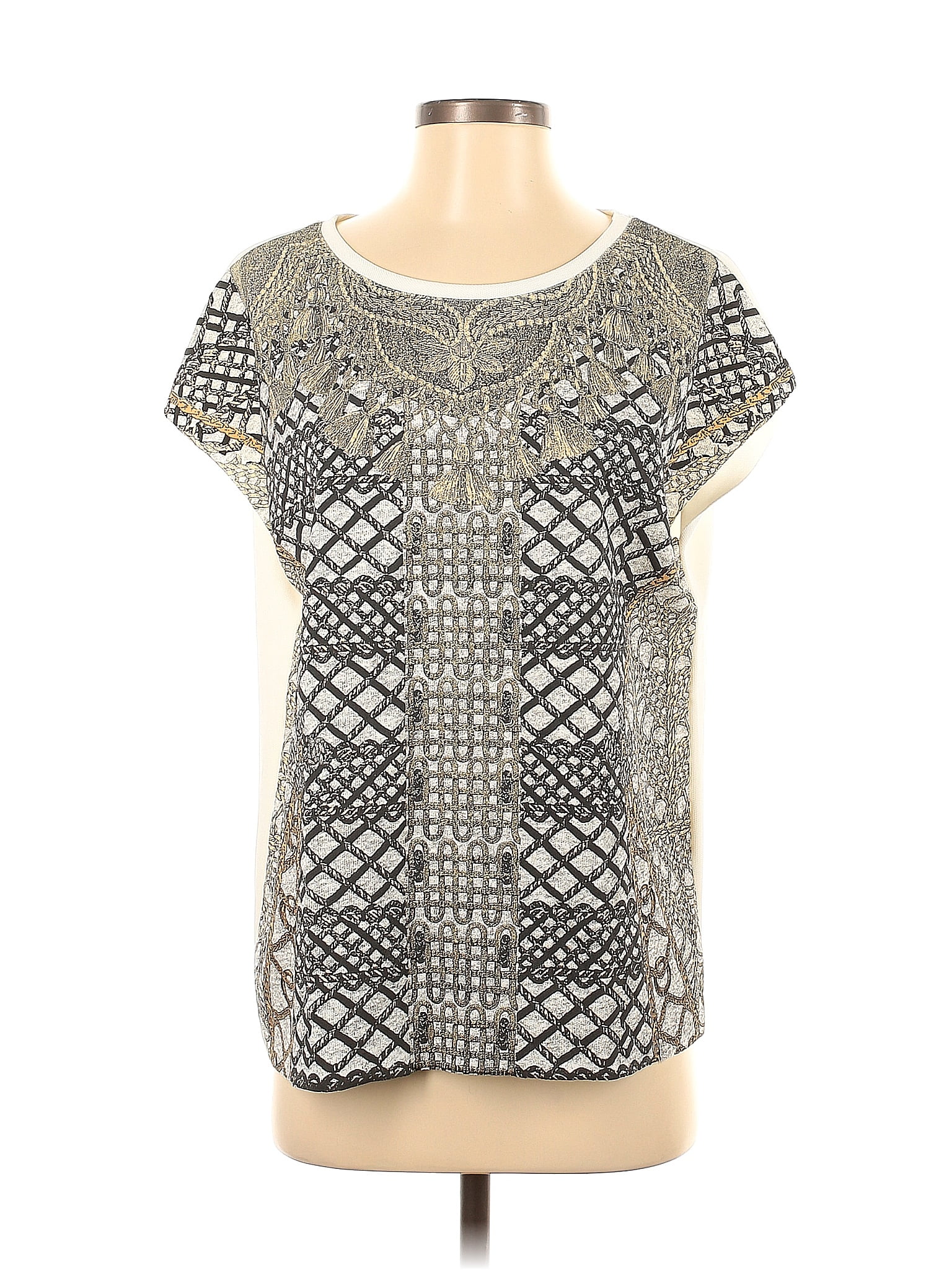 Zara W&B Collection Silver Short Sleeve Blouse Size S - 60% off | ThredUp