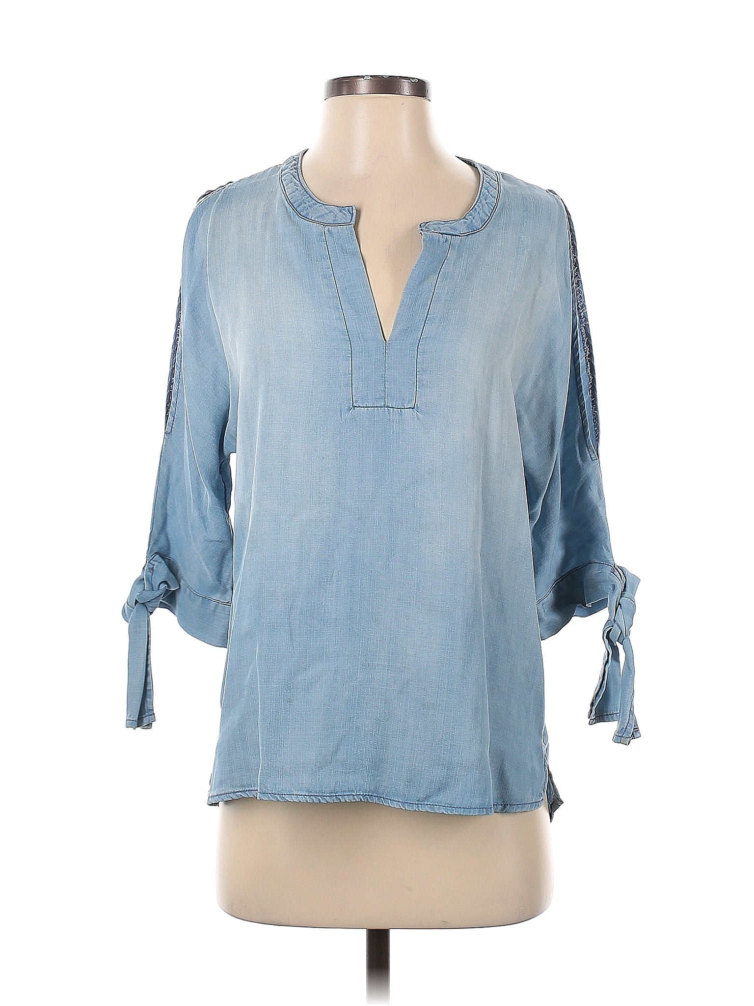 Blue Rain 100% Tencel Blue Long Sleeve Blouse Size S - 54% off | ThredUp
