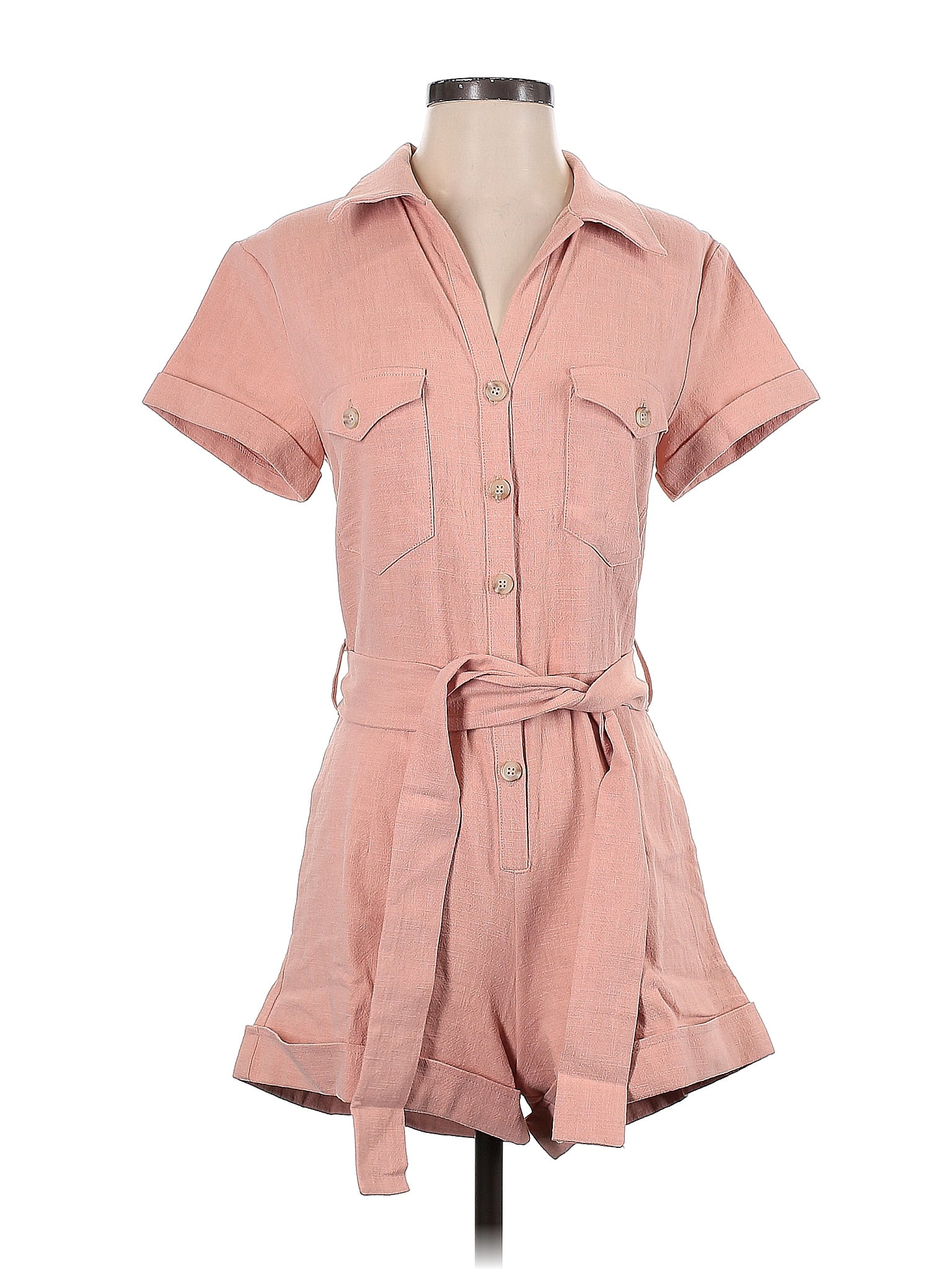 Auguste 100% Ramie Solid Pink Romper Size 0 - 77% off | ThredUp