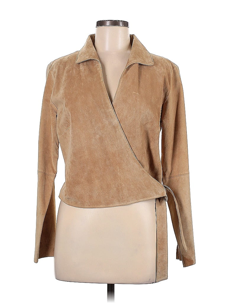 Atelier 100% Leather Tan Leather Jacket Size M - 53% off | ThredUp