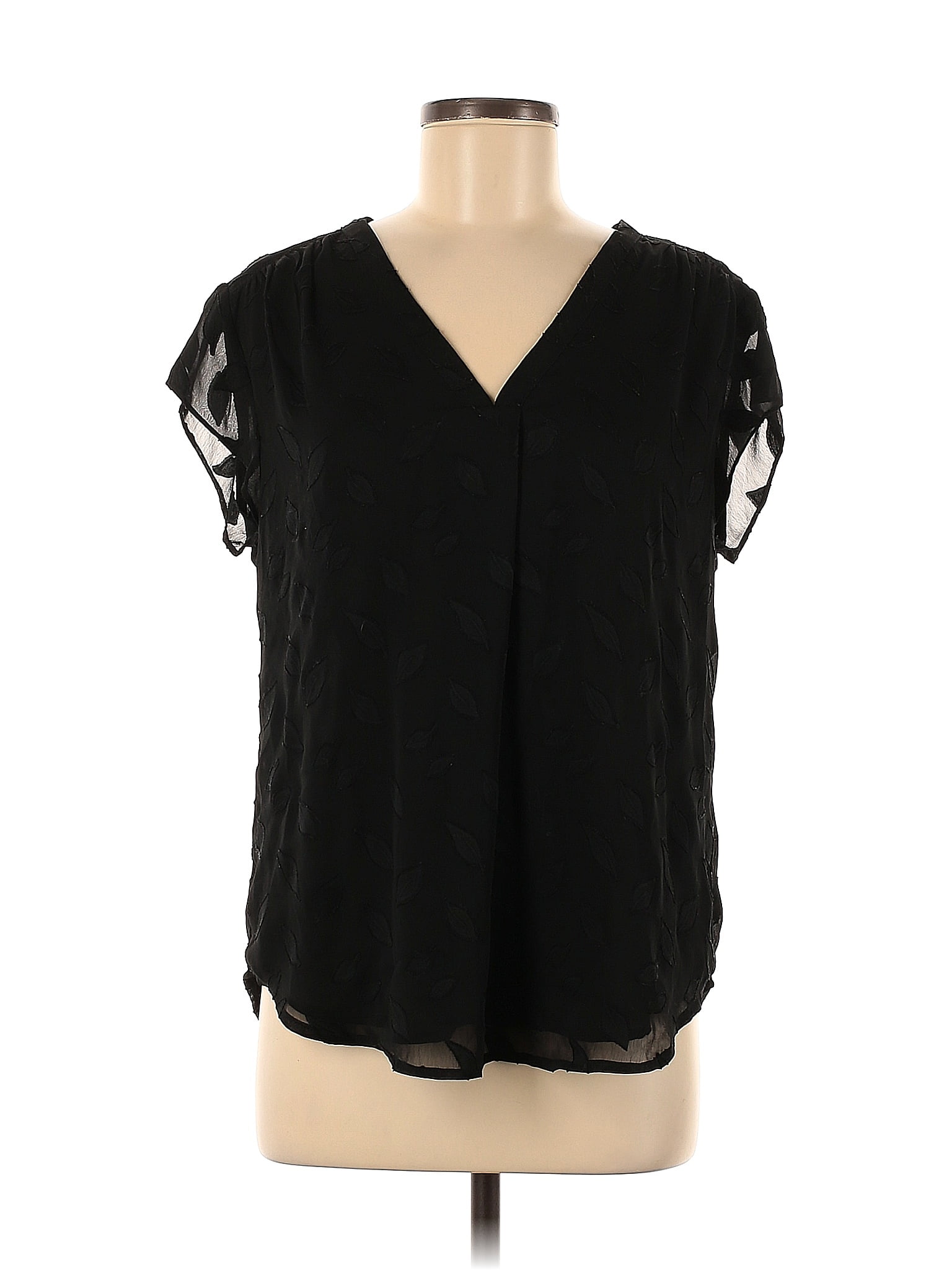 Fun2Fun 100% Polyester Floral Black Short Sleeve Blouse Size M - 68% ...