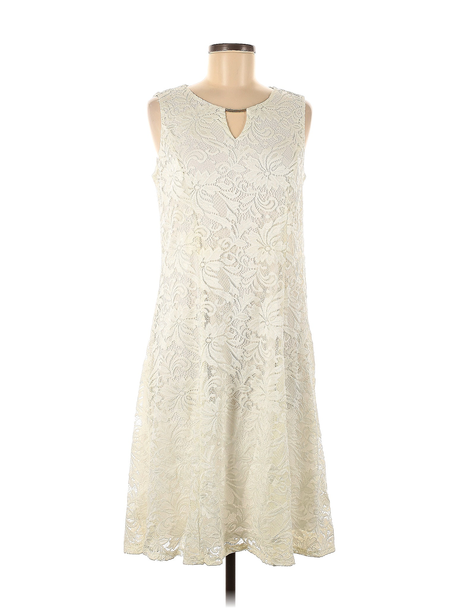 JM Collection Jacquard Damask Brocade Ivory Casual Dress Size M - 51% ...