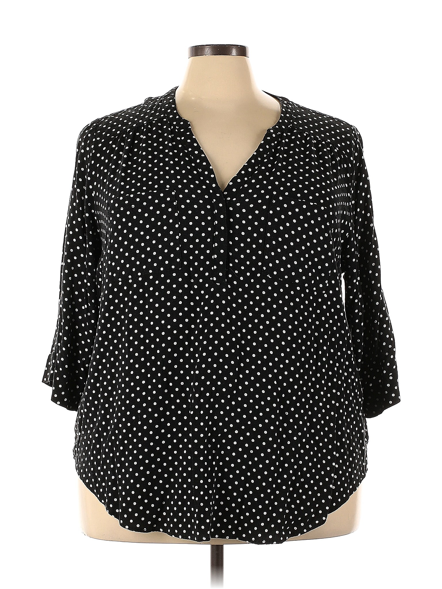 Torrid Polka Dots Black 3/4 Sleeve Blouse Size 3X Plus (3) (Plus) - 64% ...
