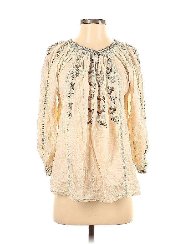 Roberta Freymann 100% Cotton Ivory 3/4 Sleeve Blouse Size XS - 82% off ...