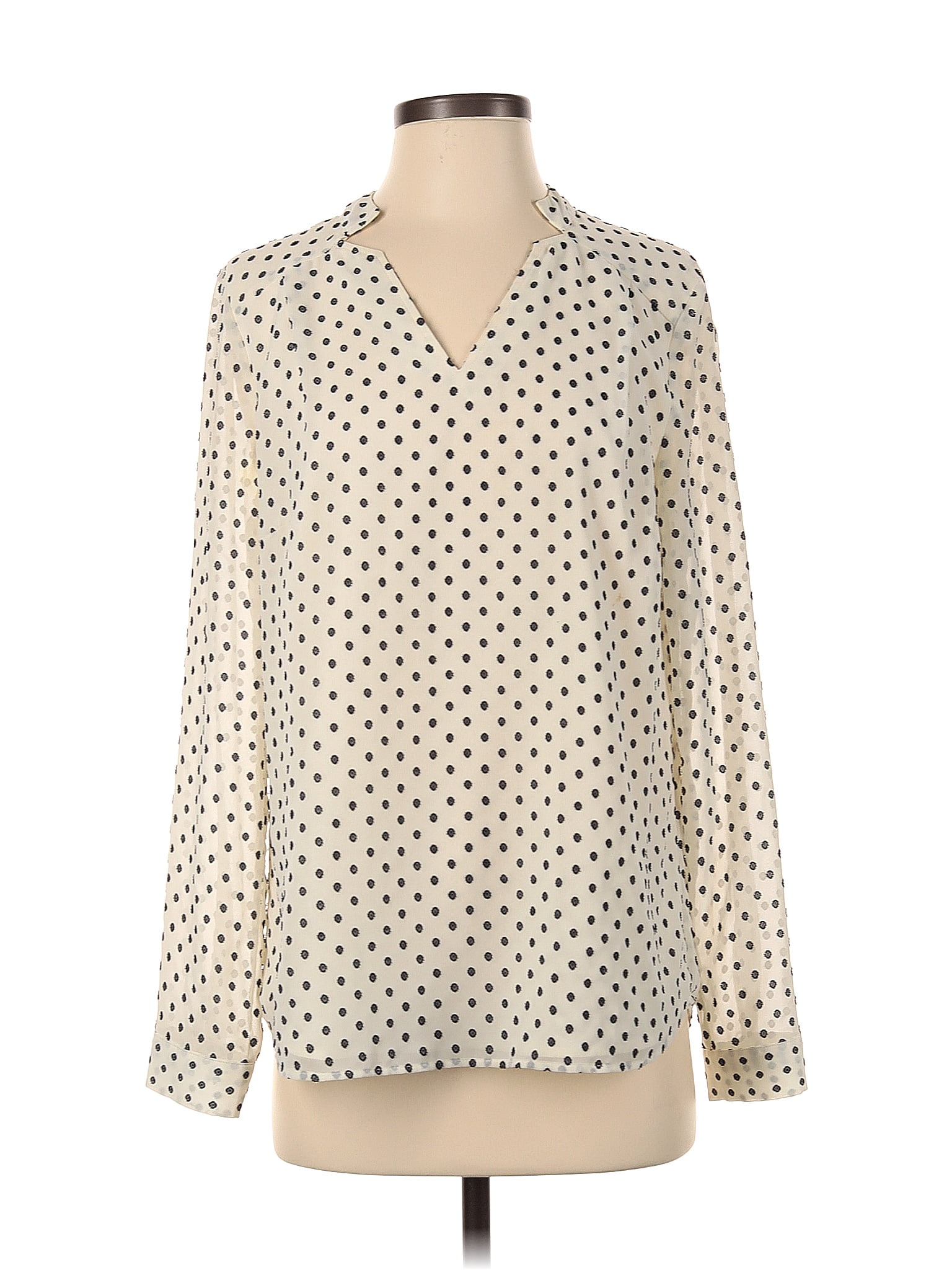 Talbots Polka Dots Ivory Long Sleeve Blouse Size S 75 Off Thredup