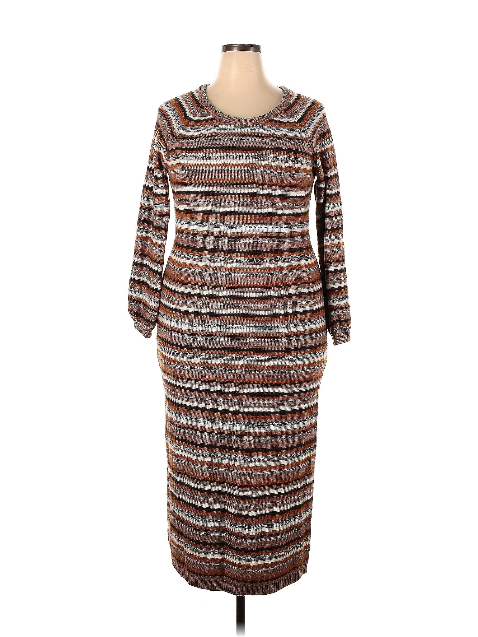 Lane Bryant Marled Stripes Brown Casual Dress Size 18 - 20 Plus (Plus ...