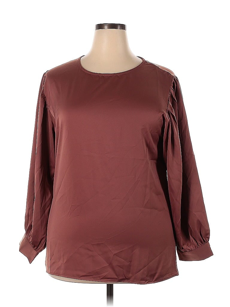 Veiled Collection 100% Polyester Burgundy Long Sleeve Blouse Size 2XL ...