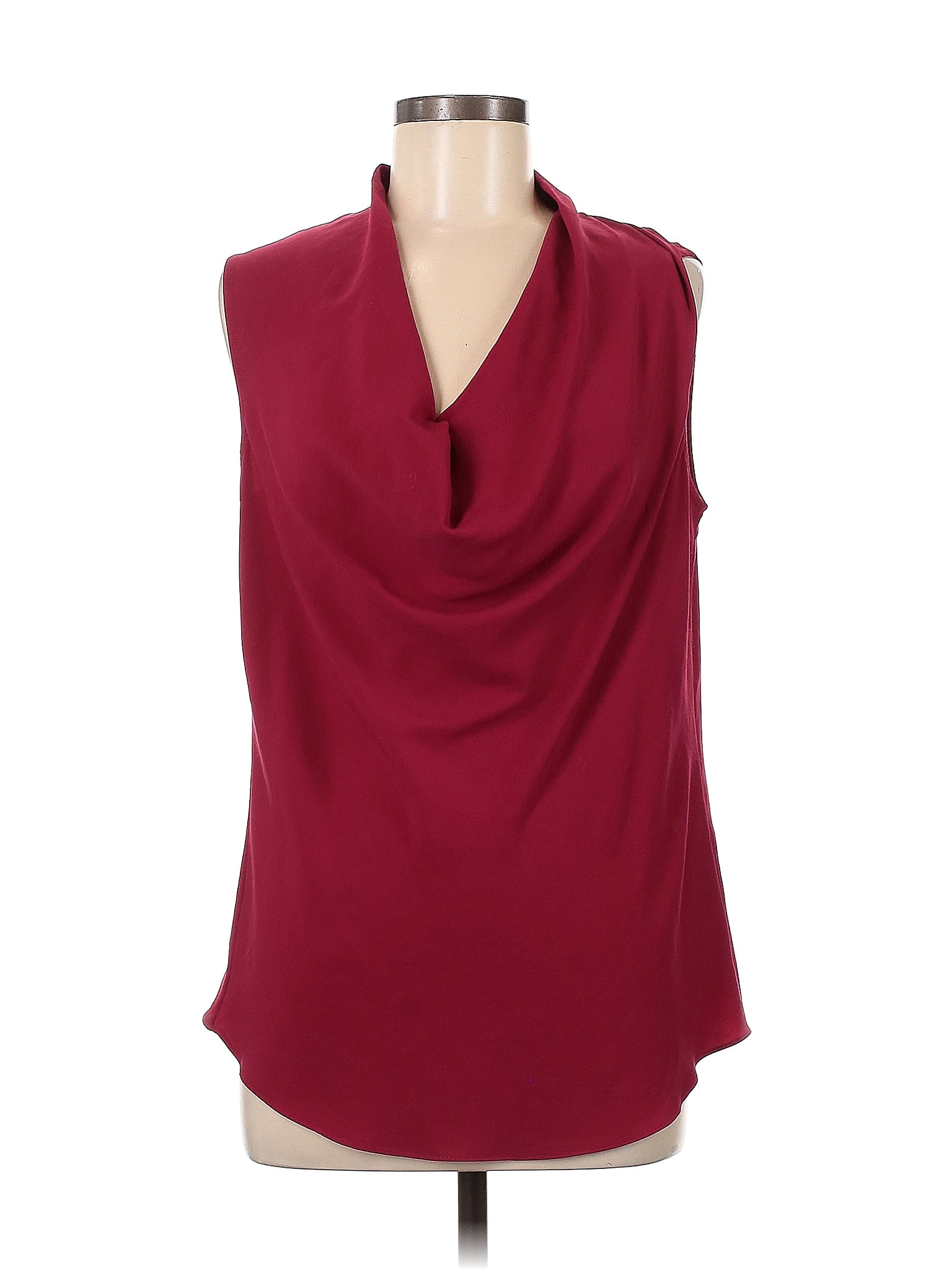 Theory 100 Polyester Burgundy Sleeveless Blouse Size M 83 Off Thredup