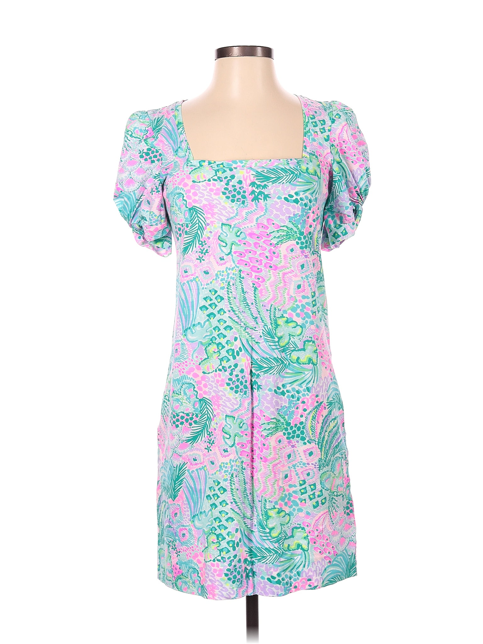 Lilly Pulitzer 100 Cotton Floral Motif Paisley Pink Casual Dress Size