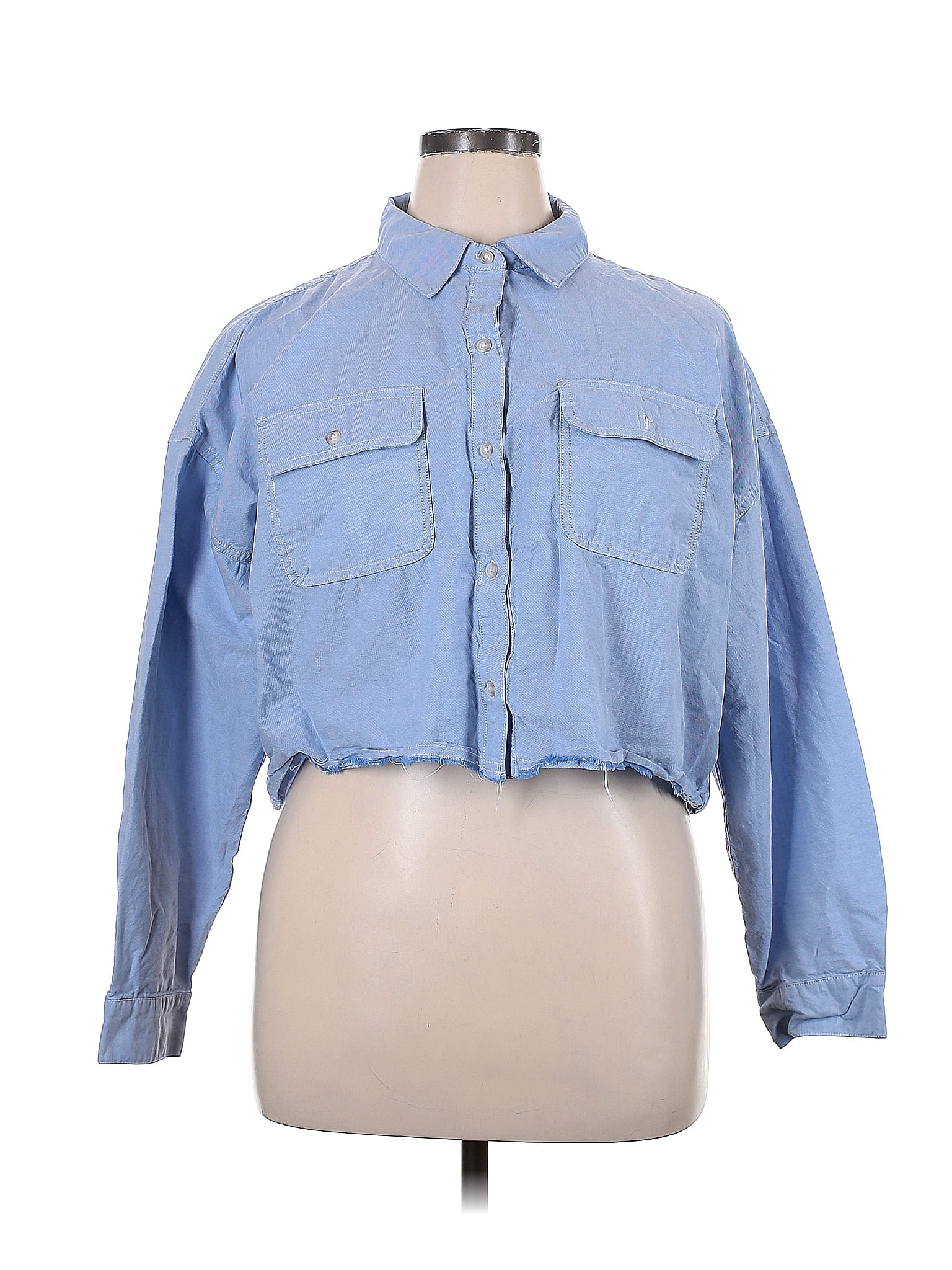 Wild Fable 100% Cotton Blue Long Sleeve Button-Down Shirt Size XL - 33% ...