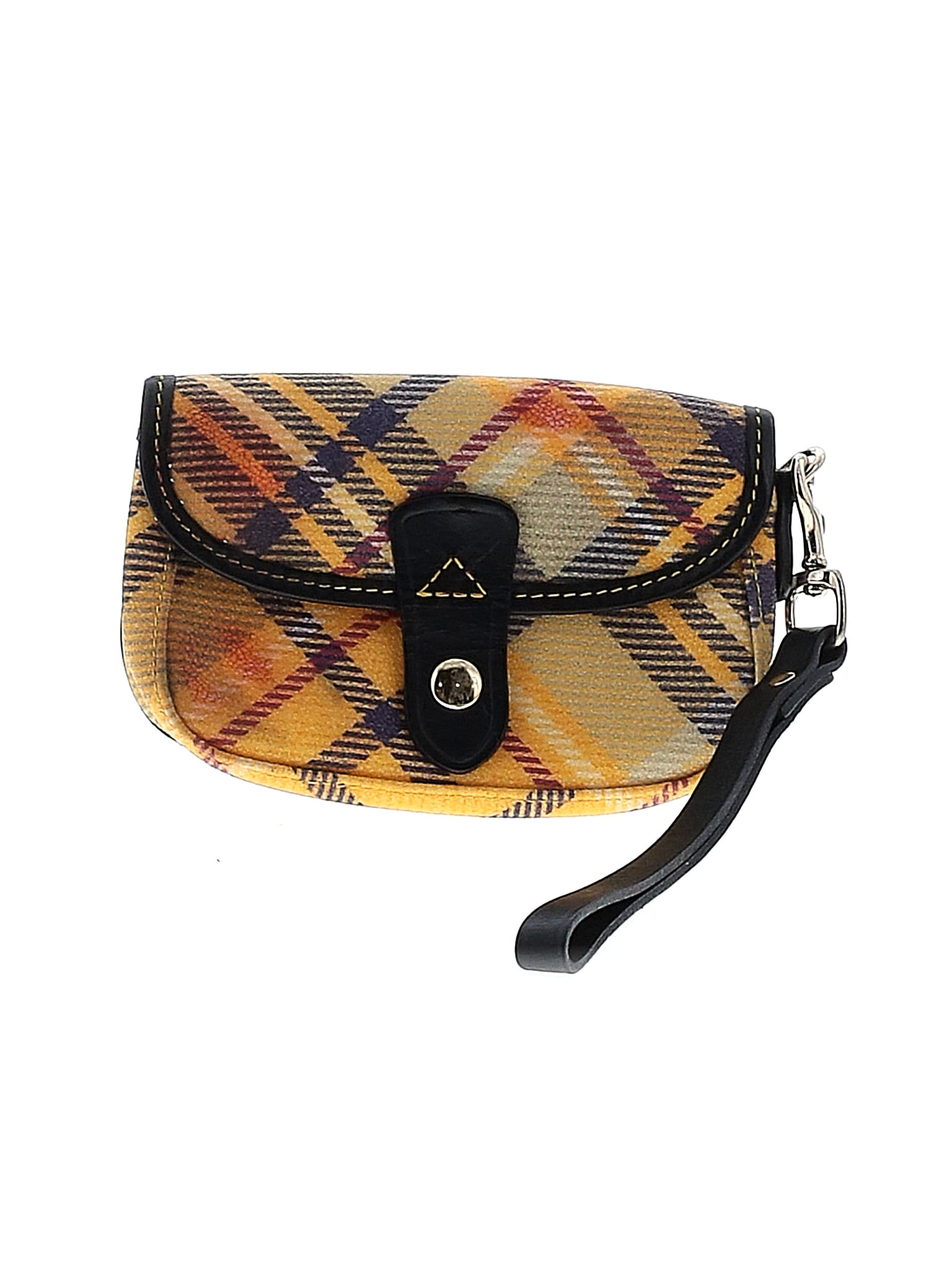 Dooney & Bourke 100% Coated Canvas Argyle Plaid Yellow Wristlet One ...