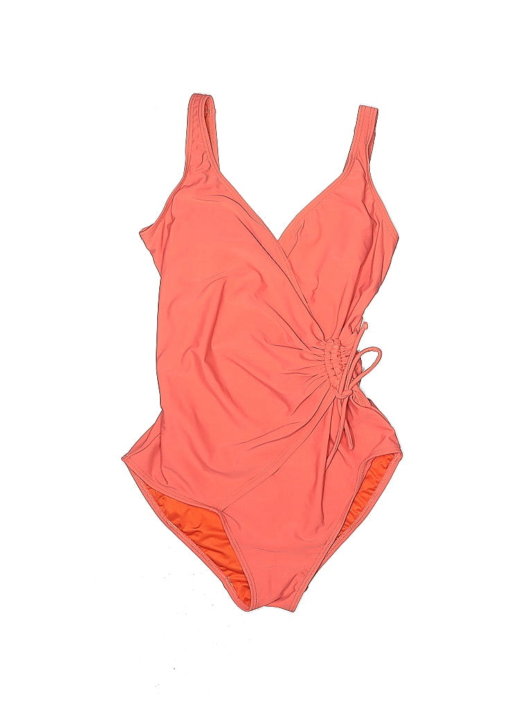 Moontide Jacquard Marled Solid Graphic Color Block Orange One Piece ...