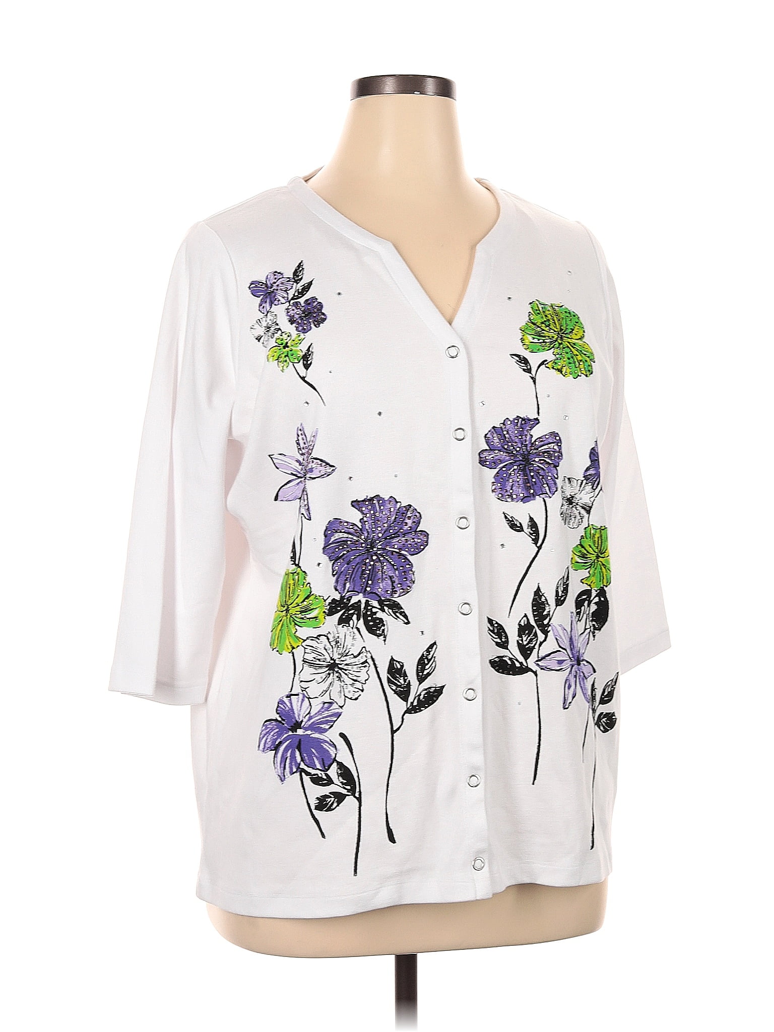 Quacker Factory White Cardigan Size 1X (Plus) - 58% off | ThredUp