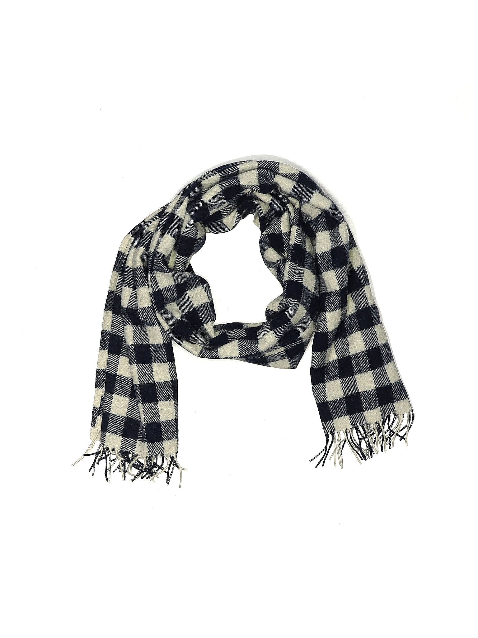 J.Crew 100% Wool Checkered-gingham Plaid Black Scarf One Size - 54% off | ThredUp