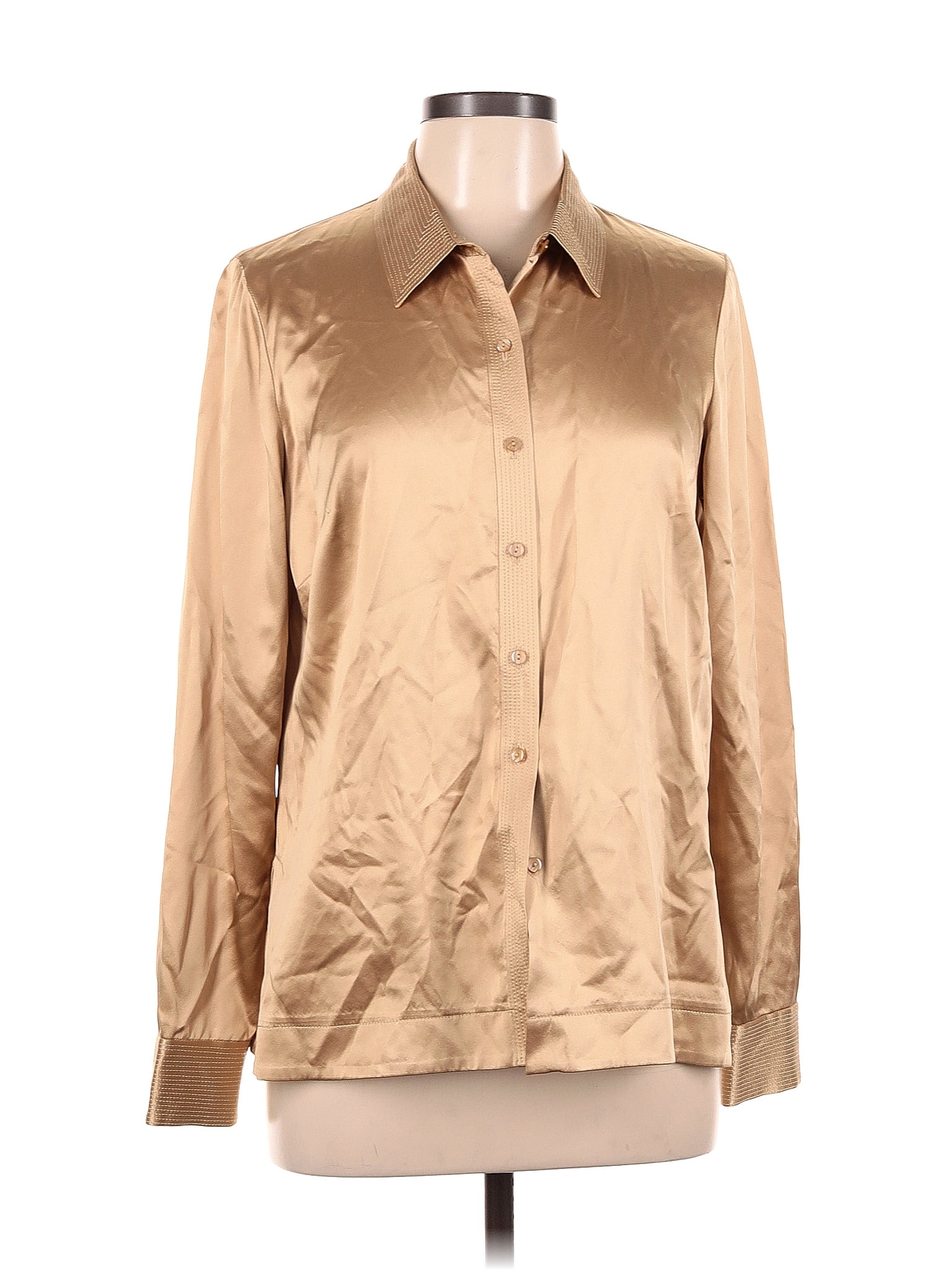 Sigrid Olsen 100% Silk Gold Long Sleeve Silk Top Size M - 78% off | ThredUp