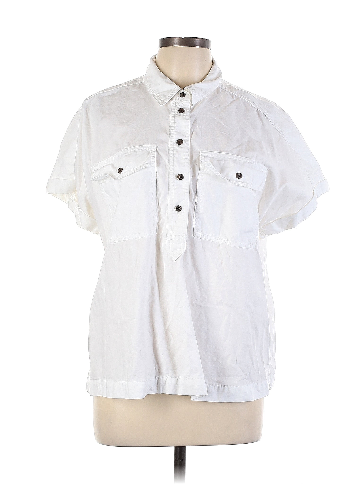 Universal Thread White Short Sleeve Button Down Shirt Size L 26 Off