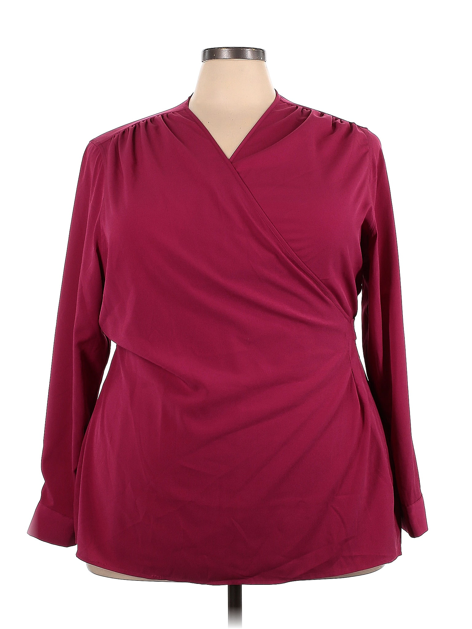Universal Standard 100 Polyester Burgundy Long Sleeve Blouse Size 22