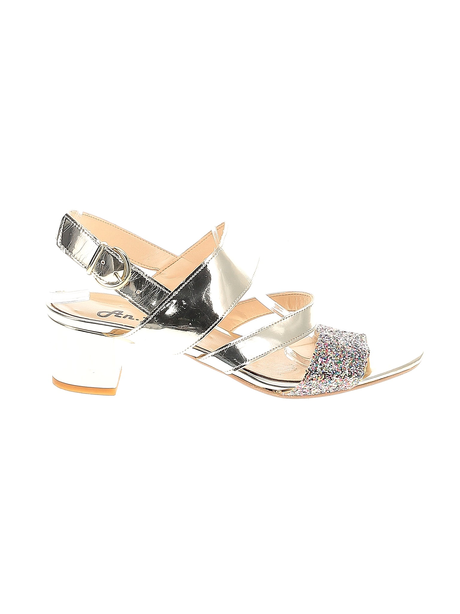 Assorted Brands Marled Snake Print Graphic Silver Heels Size 40 (EU ...