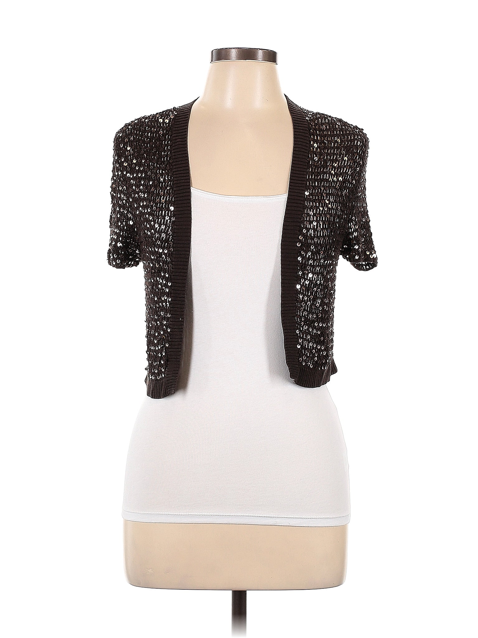 Moda International 100% Silk Silver Cardigan Size L - 67% off | ThredUp