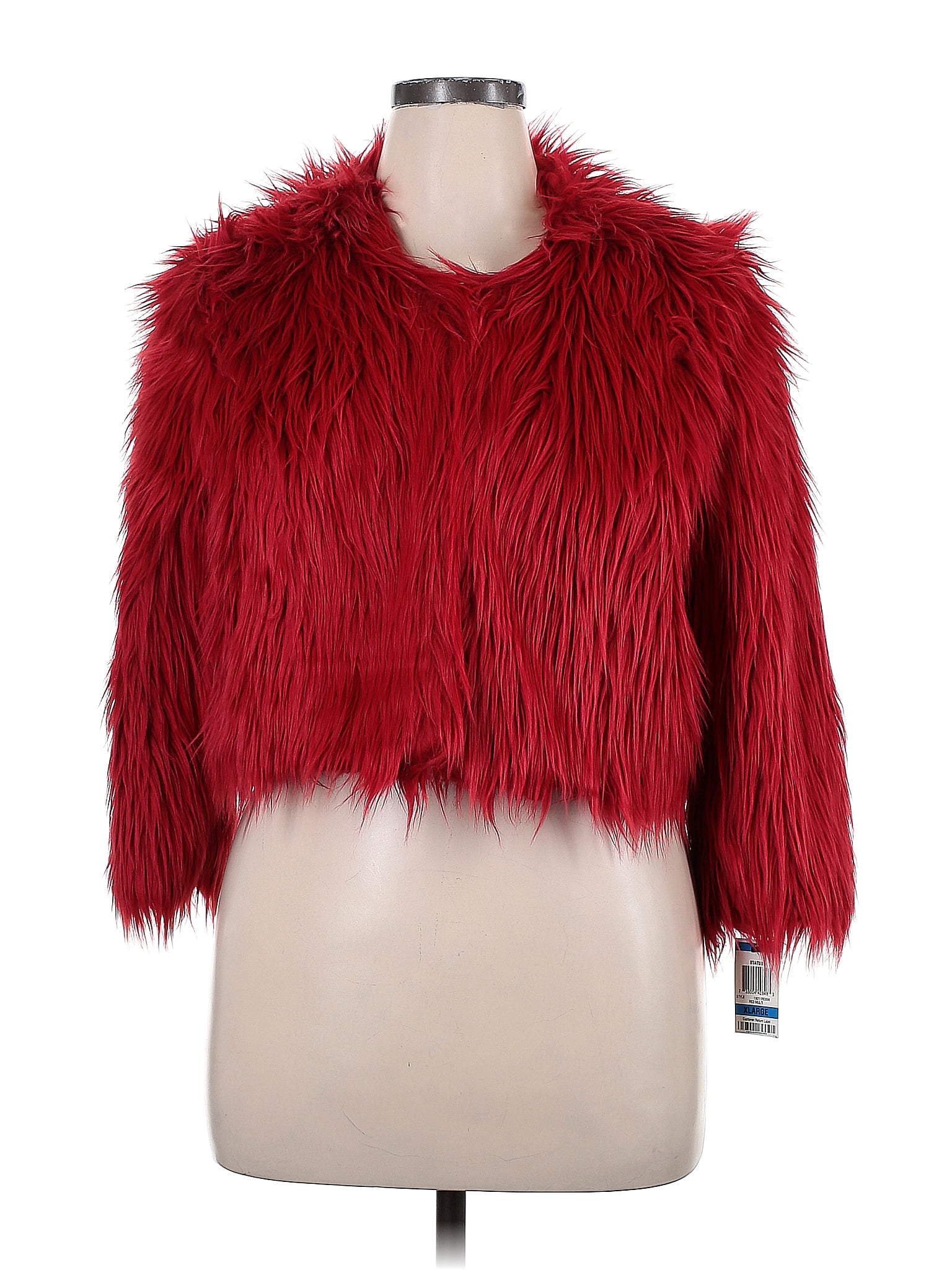 INC International Concepts Red Faux Fur Jacket Size XL - 73% off | ThredUp