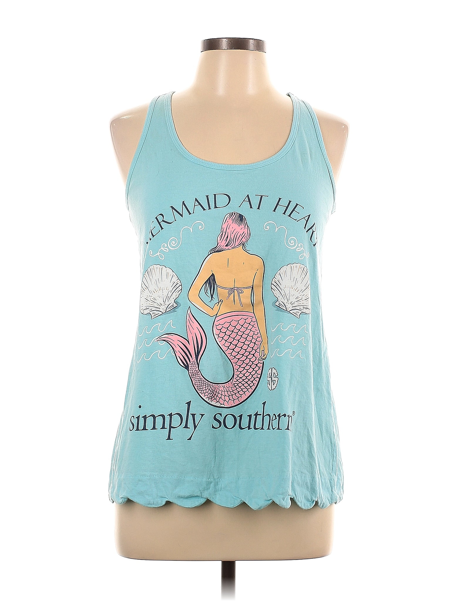 Simply Southern 100% Cotton Teal Tank Top Size L - 59% off | ThredUp