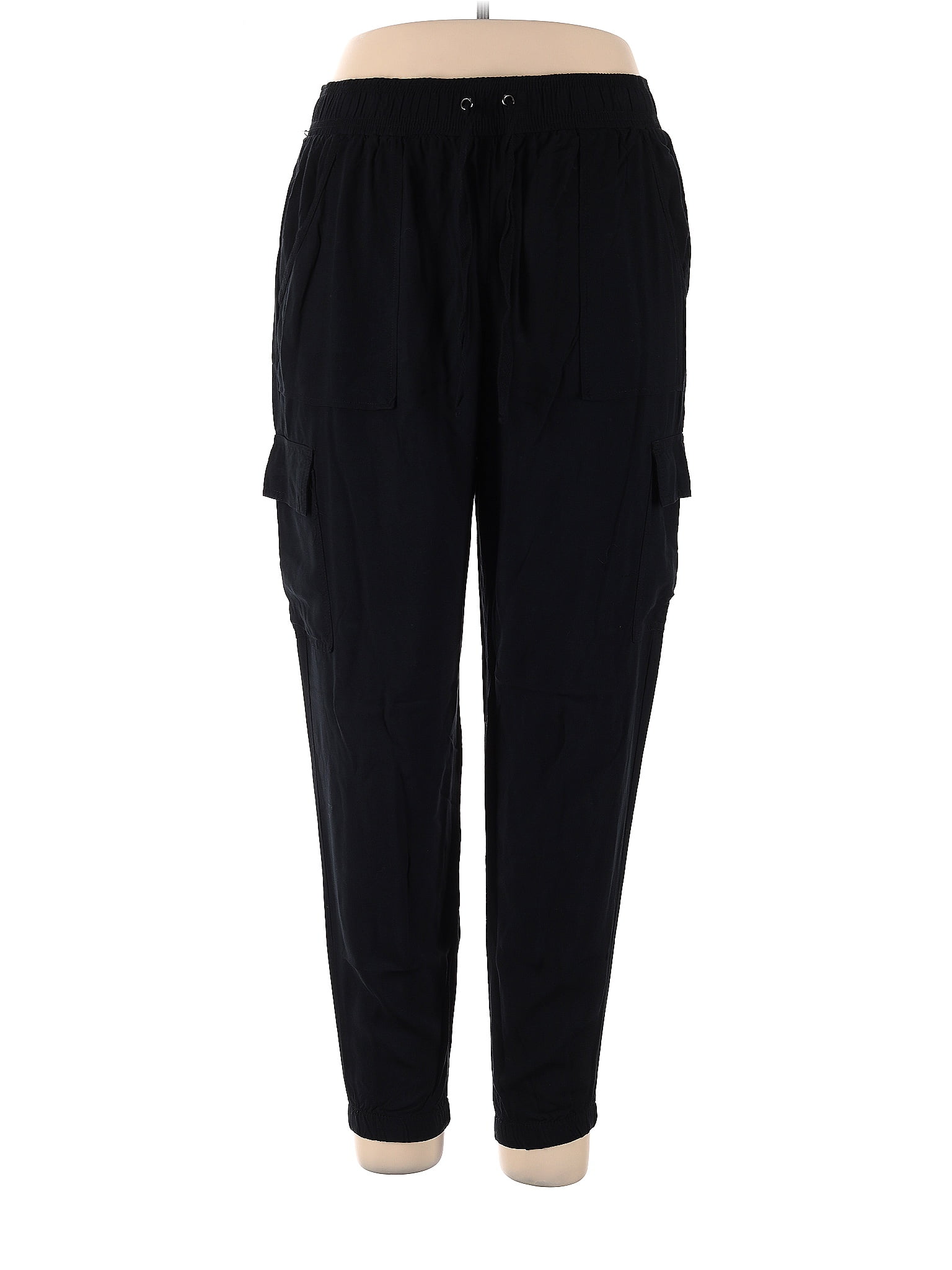 Olive And Oak 100 Rayon Solid Black Cargo Pants Size Xl 75 Off