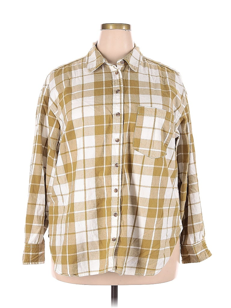 Universal Thread 100% Cotton Checkered-gingham Grid Plaid Gold Long ...