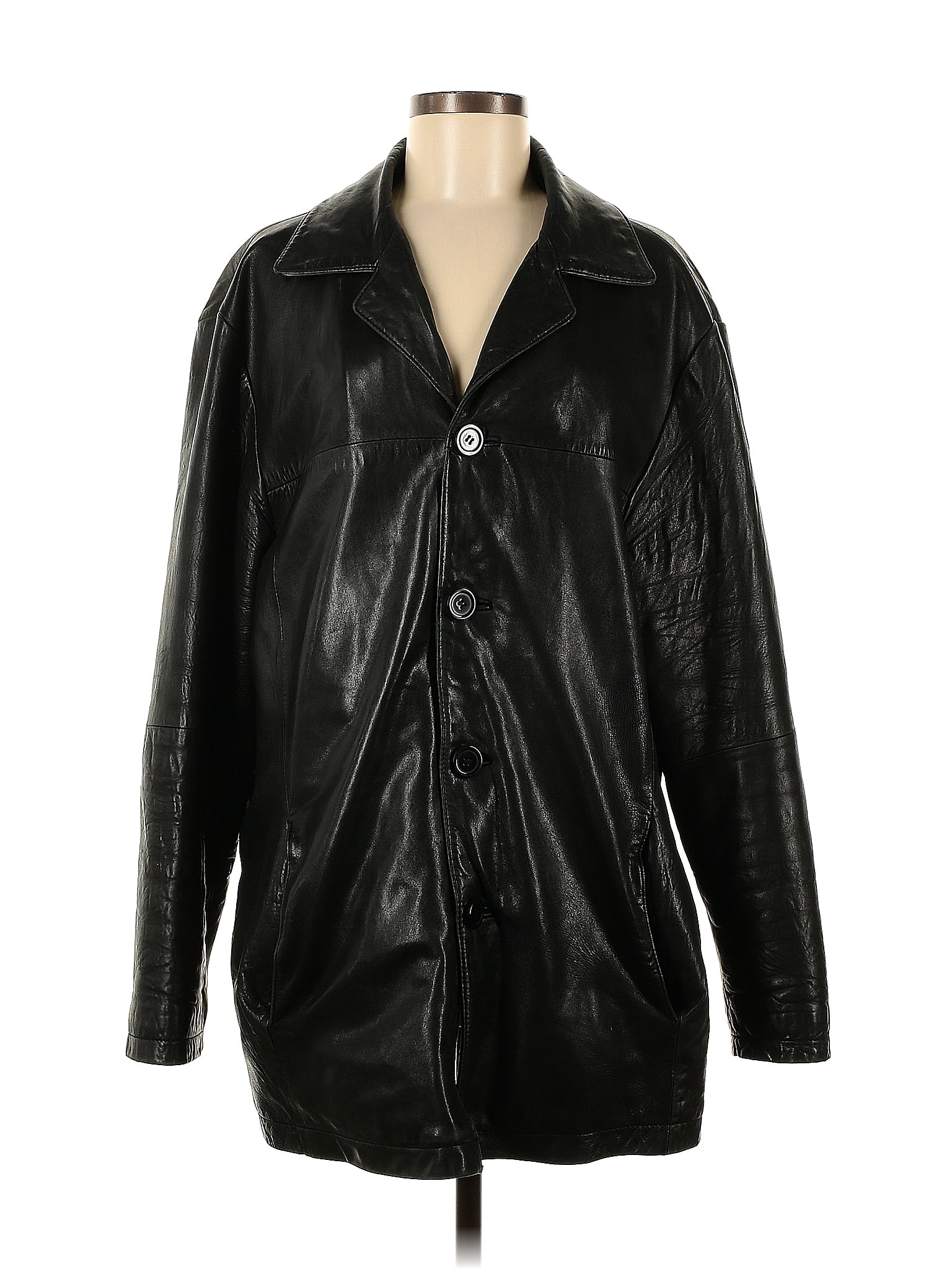 Wilsons Leather 100% Leather Solid Black Leather Jacket Size M - 84% ...
