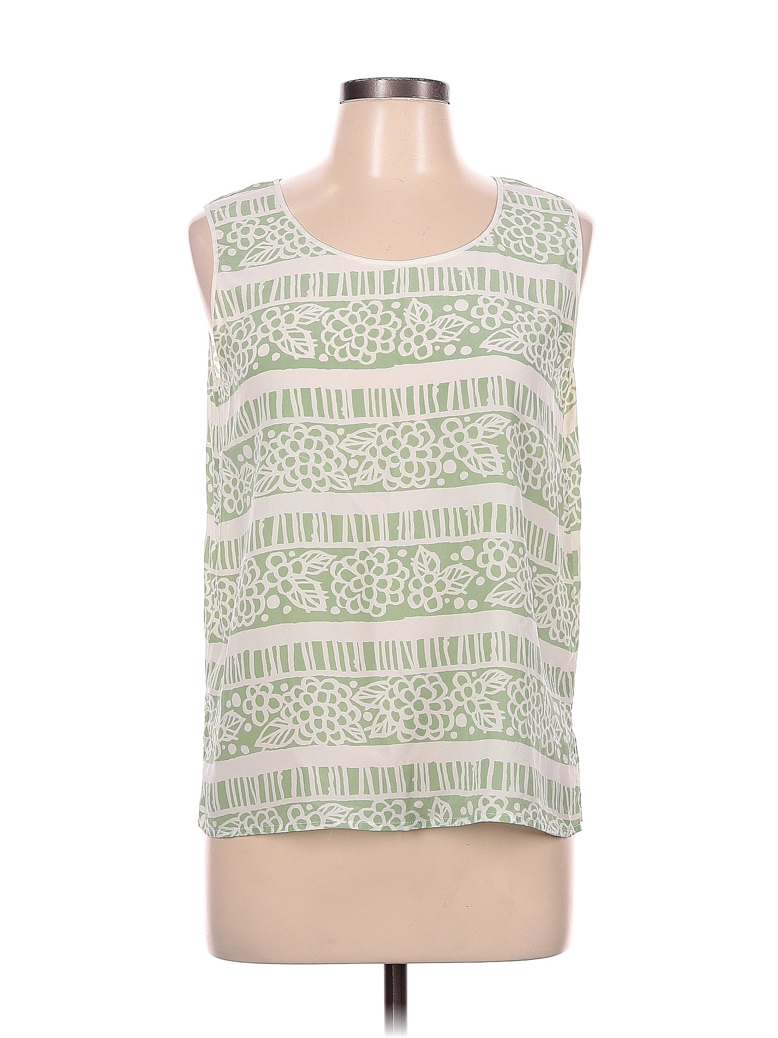 Bob Mackie 100% Silk Green Sleeveless Silk Top Size L - 52% off | ThredUp