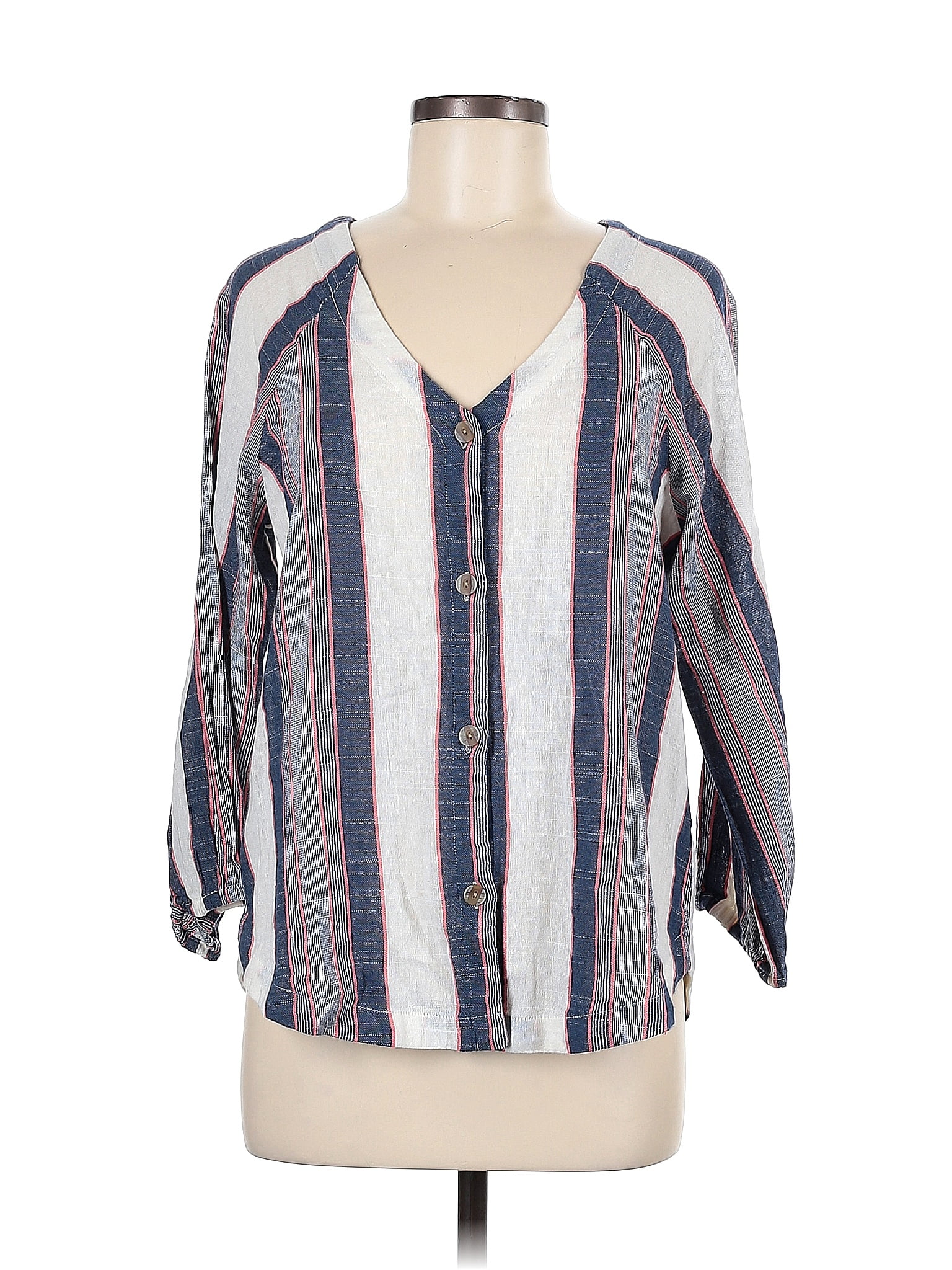Cloth & Stone 100% Cotton Stripes Blue Long Sleeve Button-Down Shirt Size M - 68% off | ThredUp