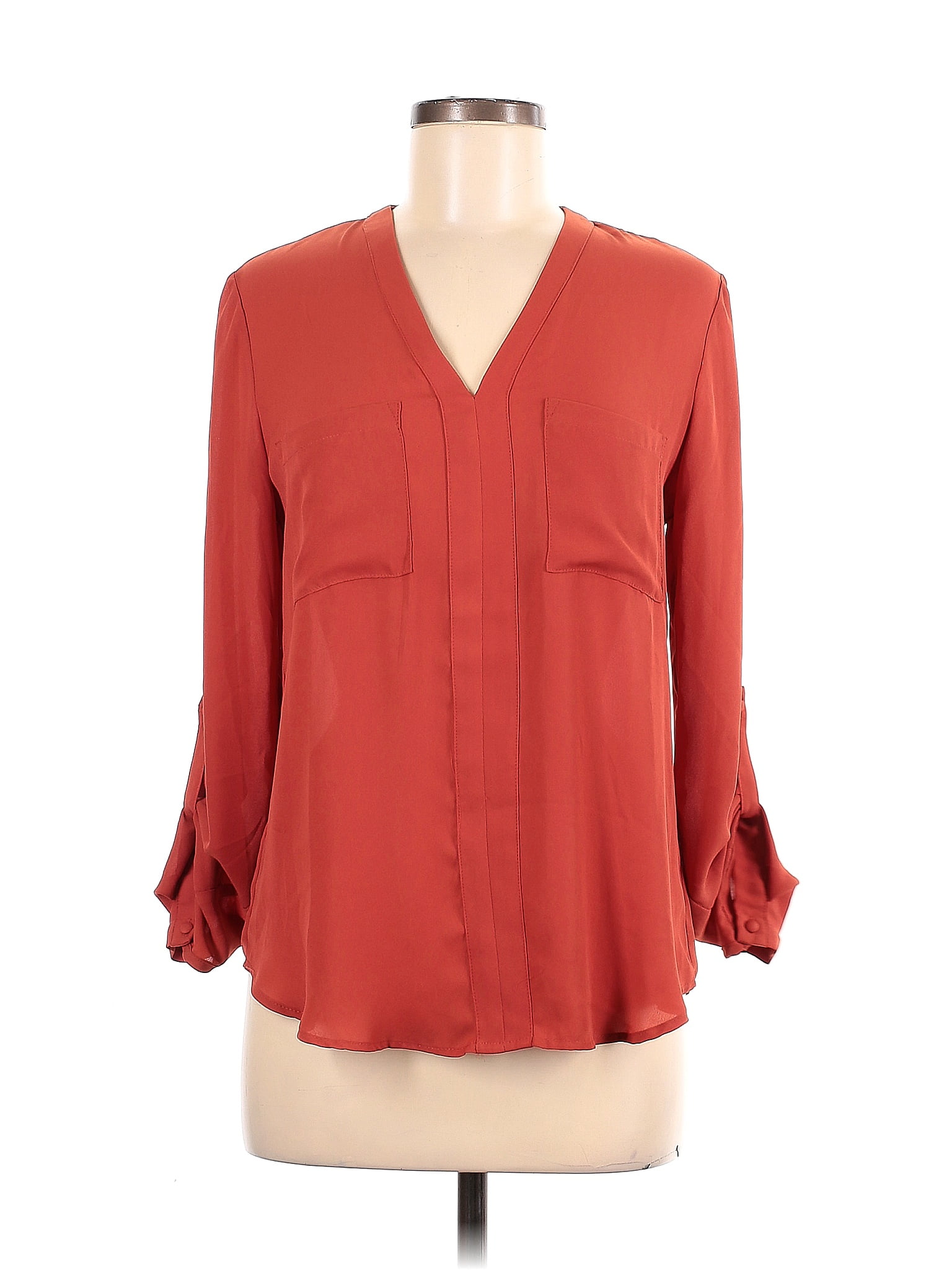 41hawthorn 100 Polyester Burgundy Long Sleeve Blouse Size S 70 Off