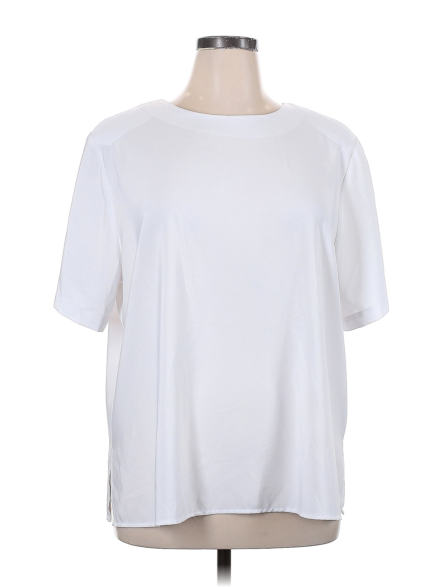 Notations 100 Polyester White Short Sleeve Blouse Size 1x Plus 44
