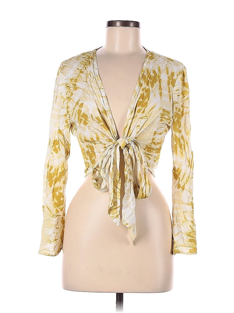 Luukse 100% Polyester Gold Long Sleeve Blouse Size M - 76% off | ThredUp