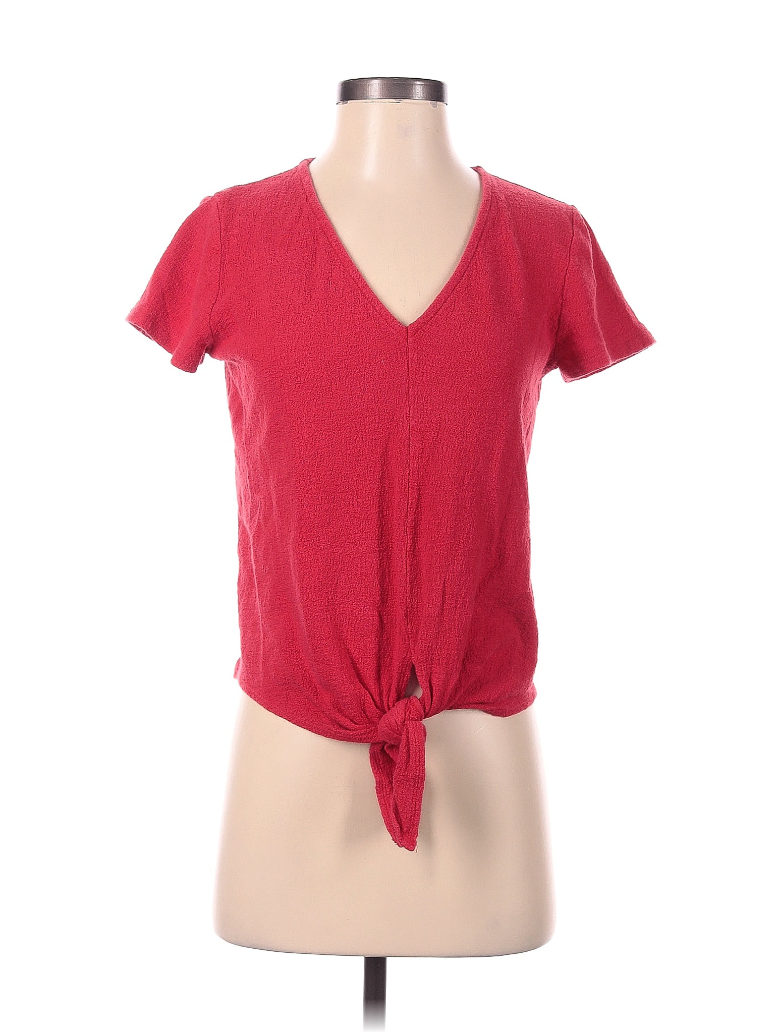 Texture And Thread Madewell 100 Cotton Red Short Sleeve Blouse Size S