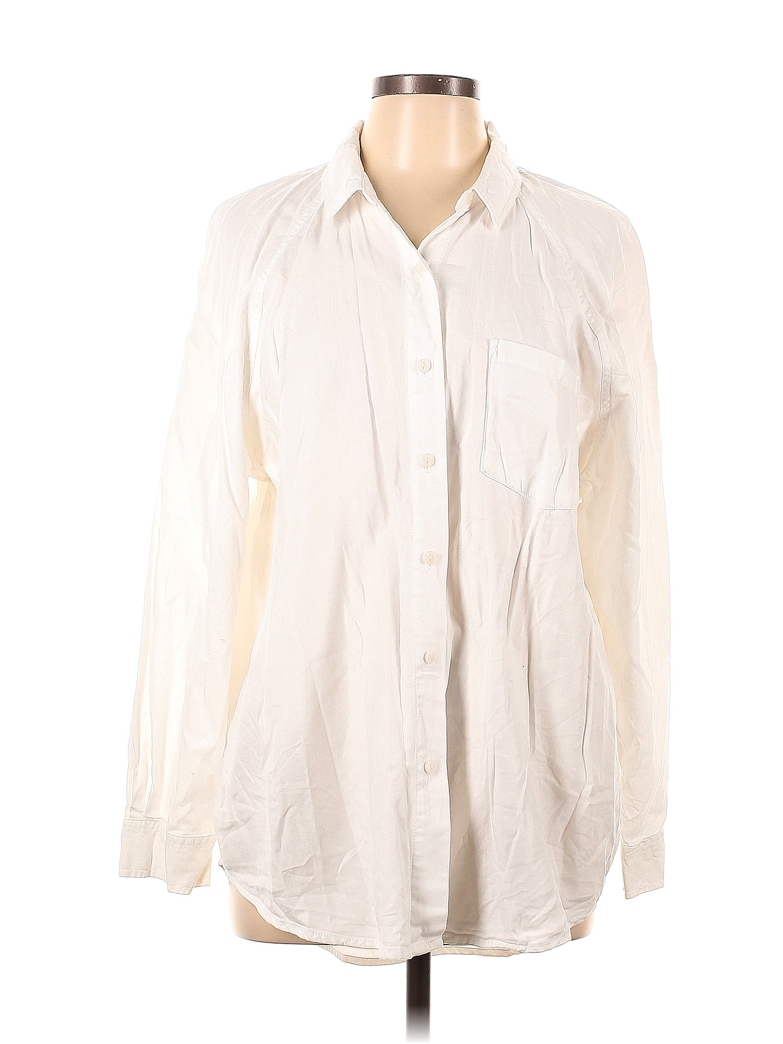 Universal Thread Ivory Long Sleeve Button Down Shirt Size L 36 Off