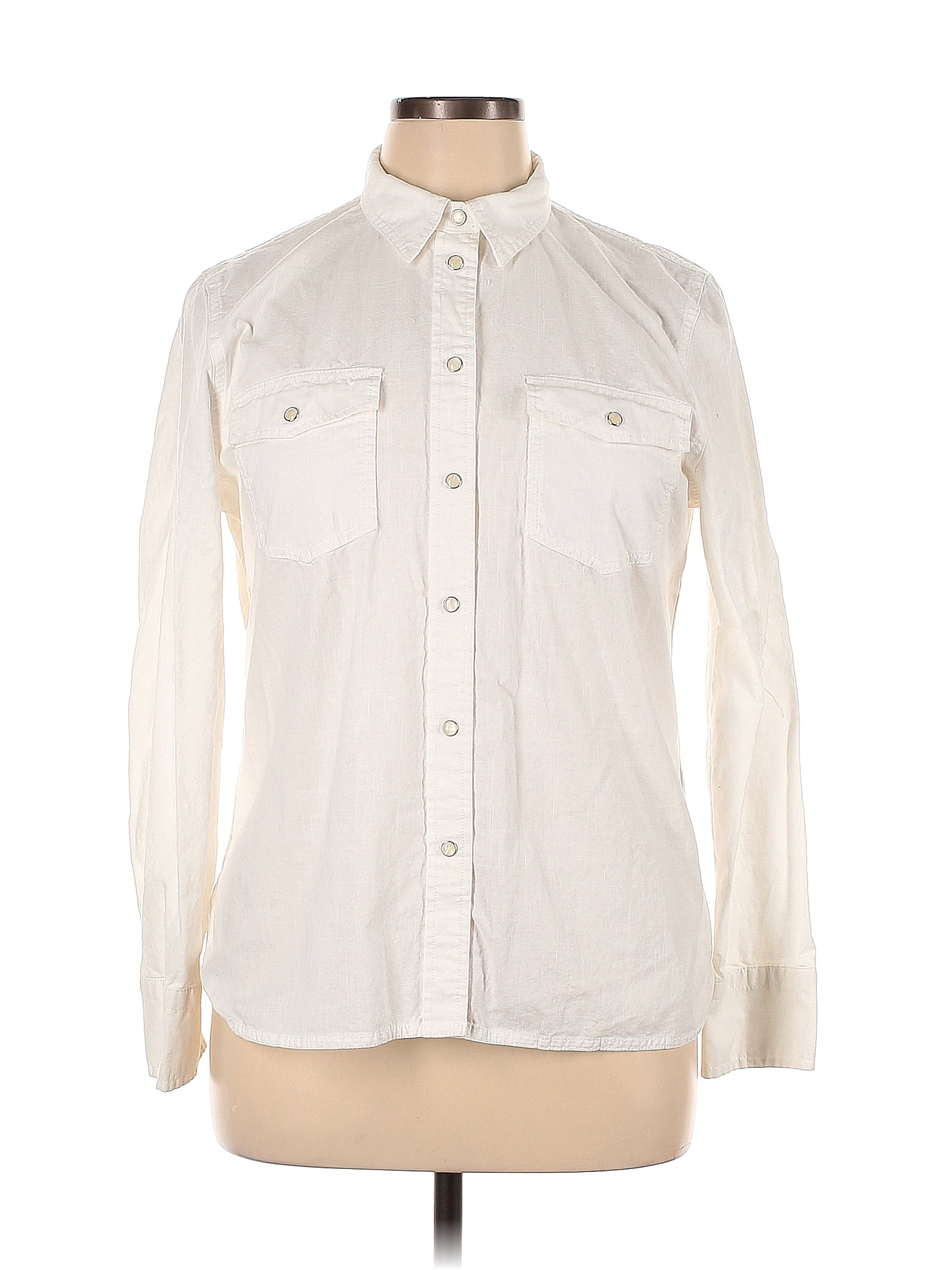 J.Crew 100% Cotton Ivory Long Sleeve Button-Down Shirt Size 14 - 73% off | ThredUp