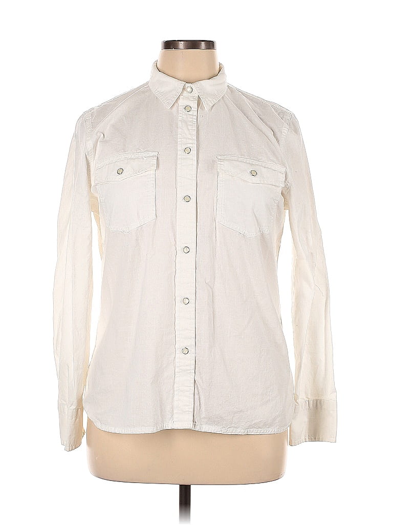 J.Crew 100% Cotton Ivory Long Sleeve Button-Down Shirt Size 14 - 73% off | ThredUp
