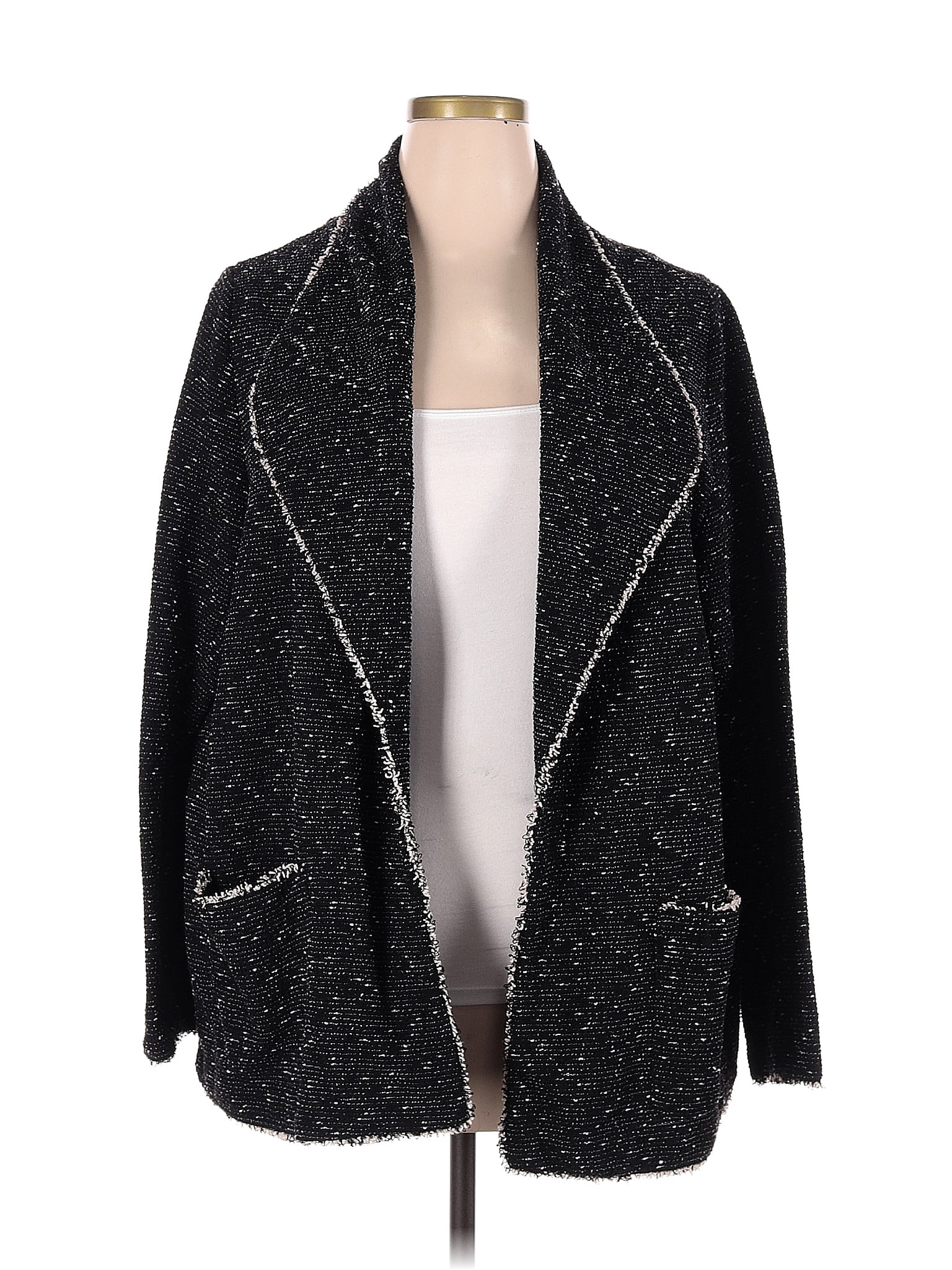 Max Studio Marled Chevron-herringbone Black Jacket Size 3X (Plus) - 71% ...