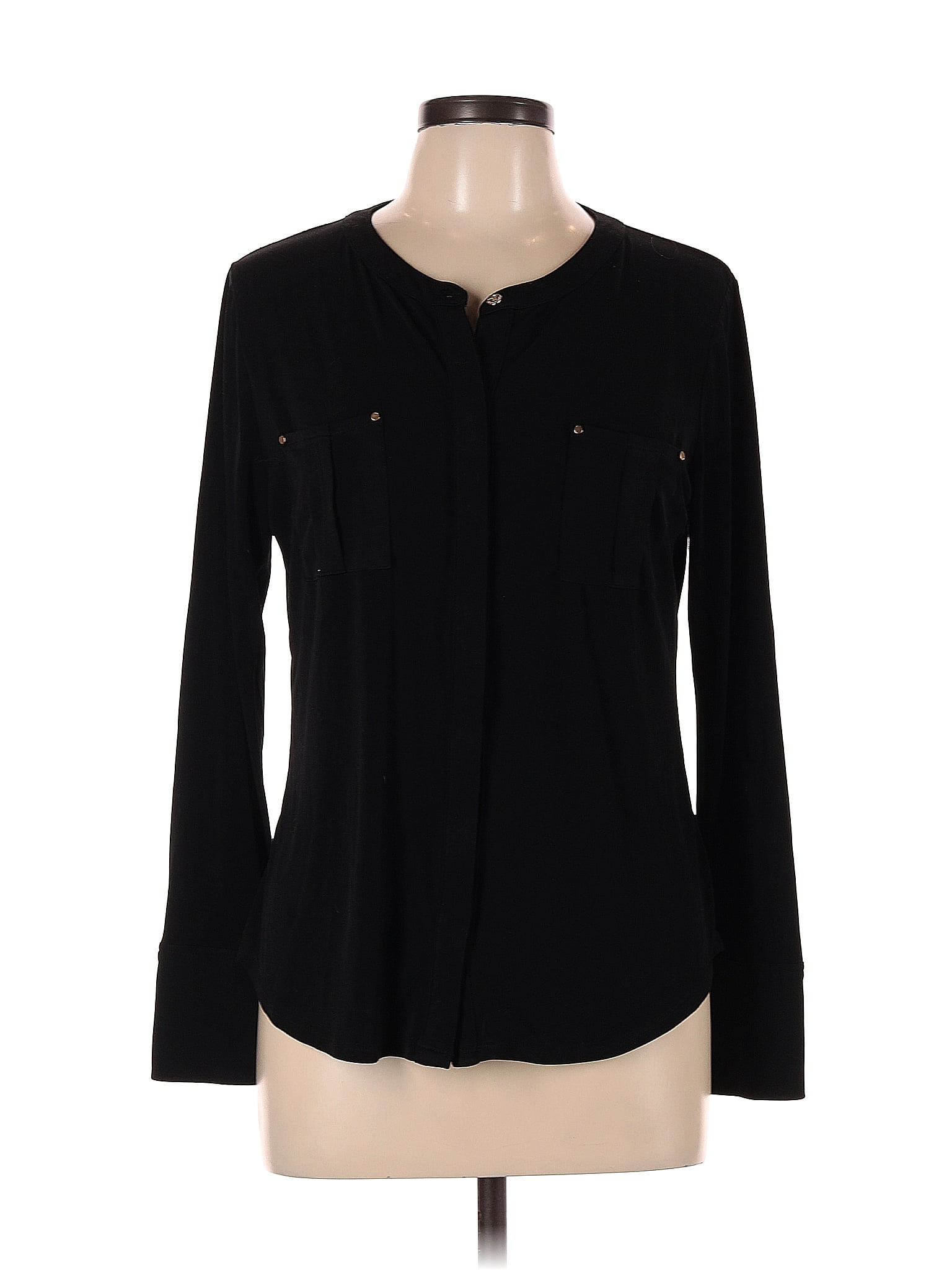 Dana Buchman Black Long Sleeve Blouse Size L 75 Off Thredup