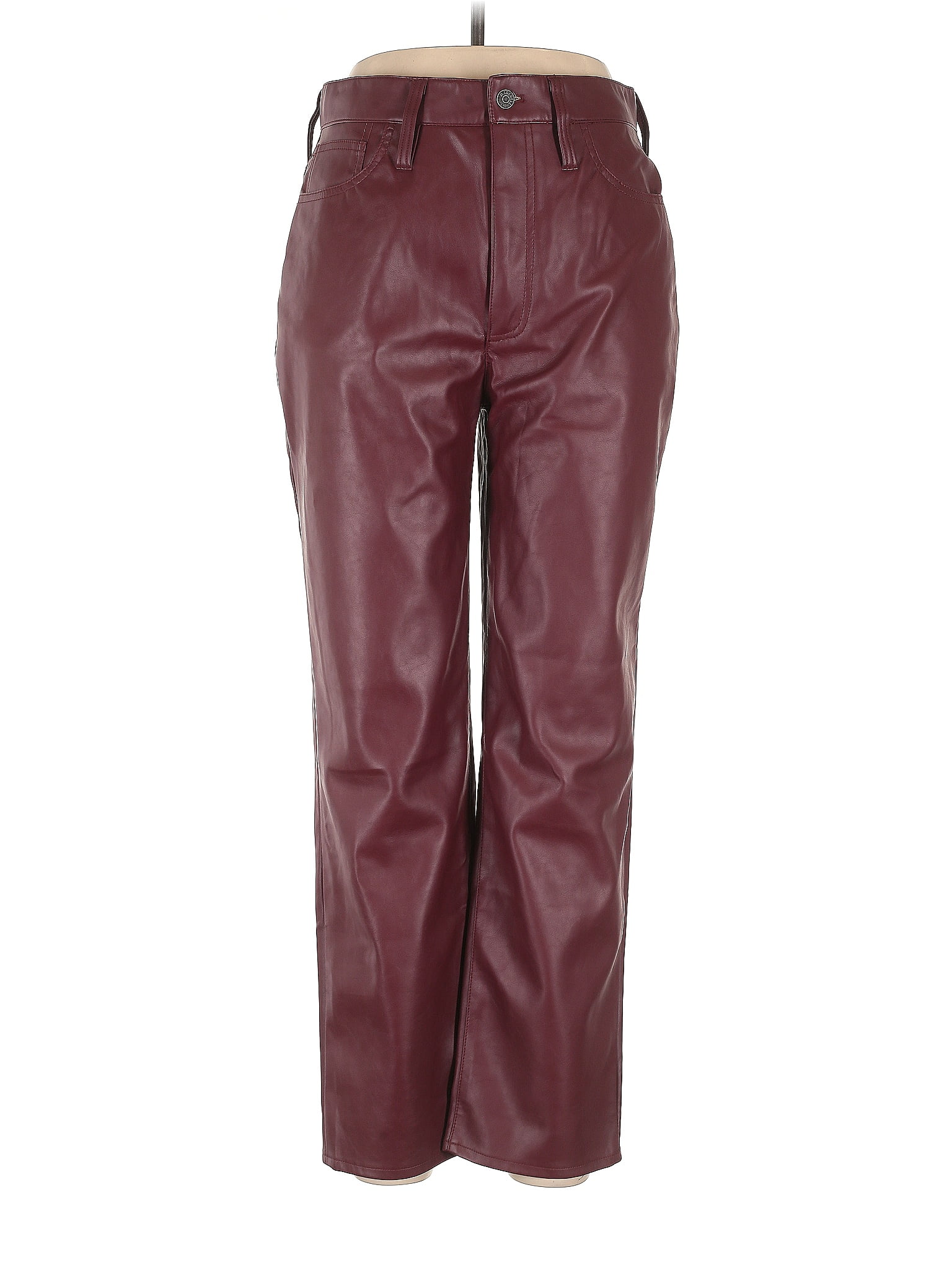 Madewell 100% Polyurethane Burgundy Faux Leather Pants 30 Waist - 63% ...