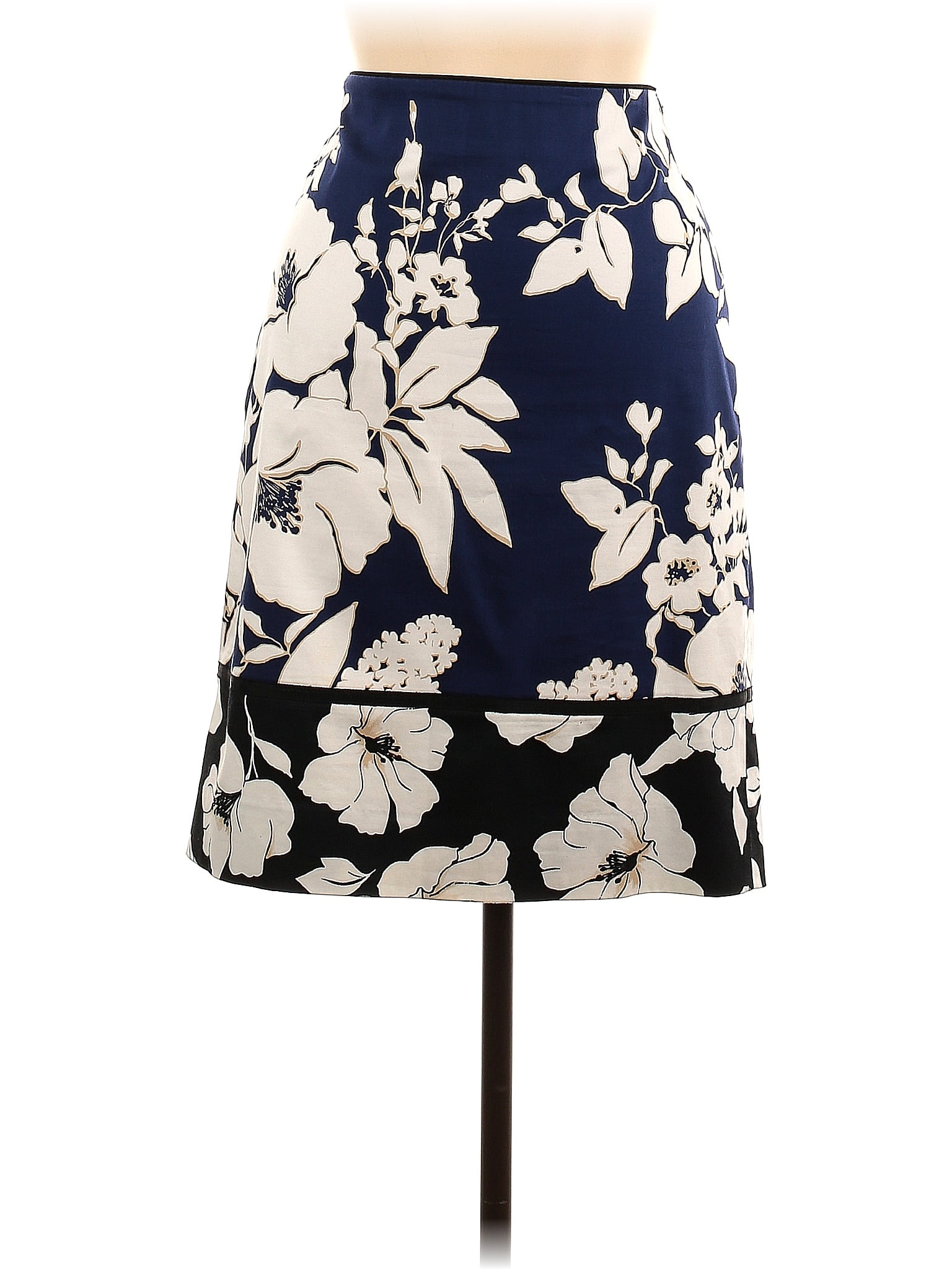 White House Black Market Jacquard Floral Motif Damask Floral Blue