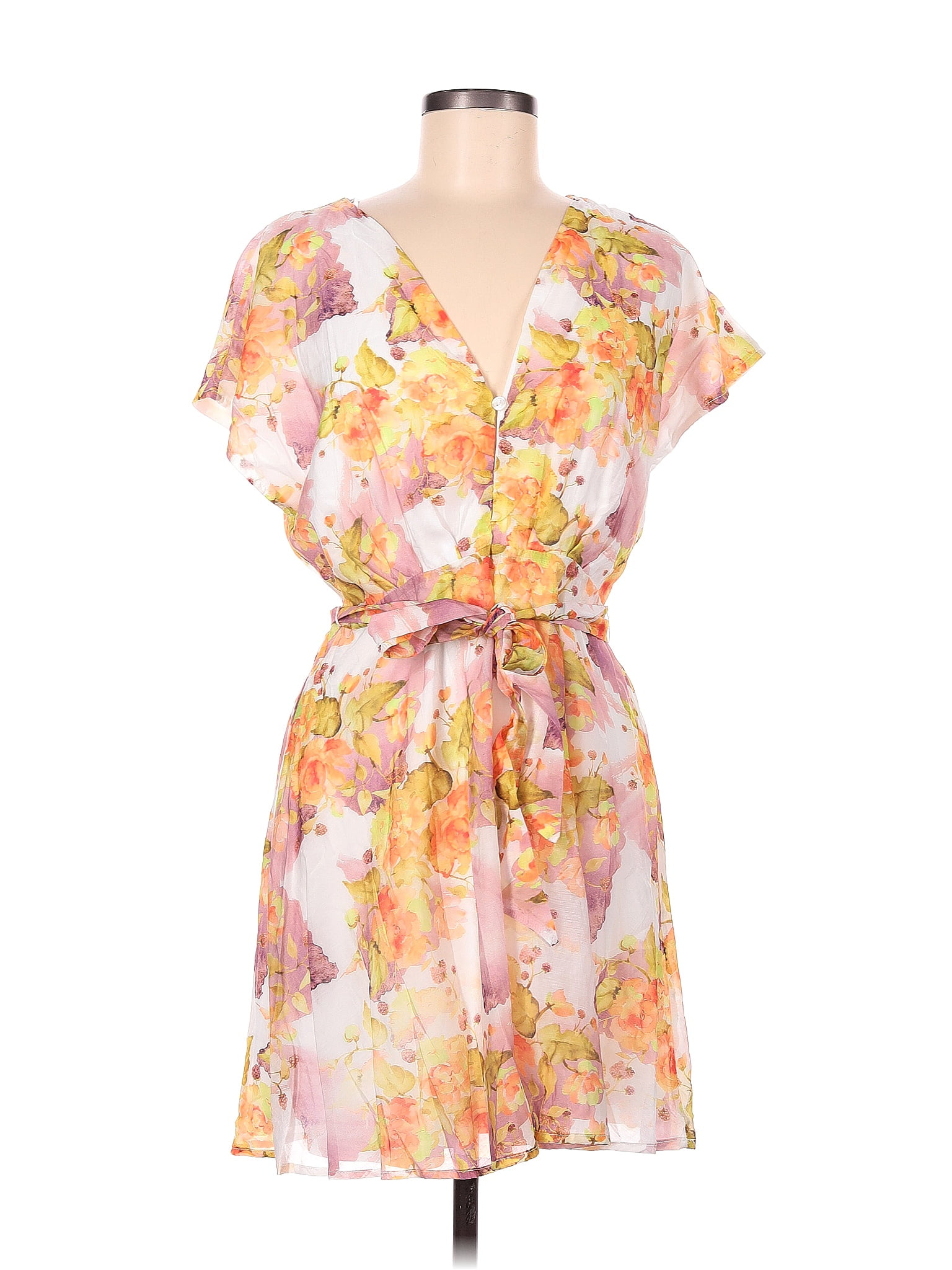 AaKaa Floral Motif Floral Yellow Casual Dress Size M - 52% off | ThredUp